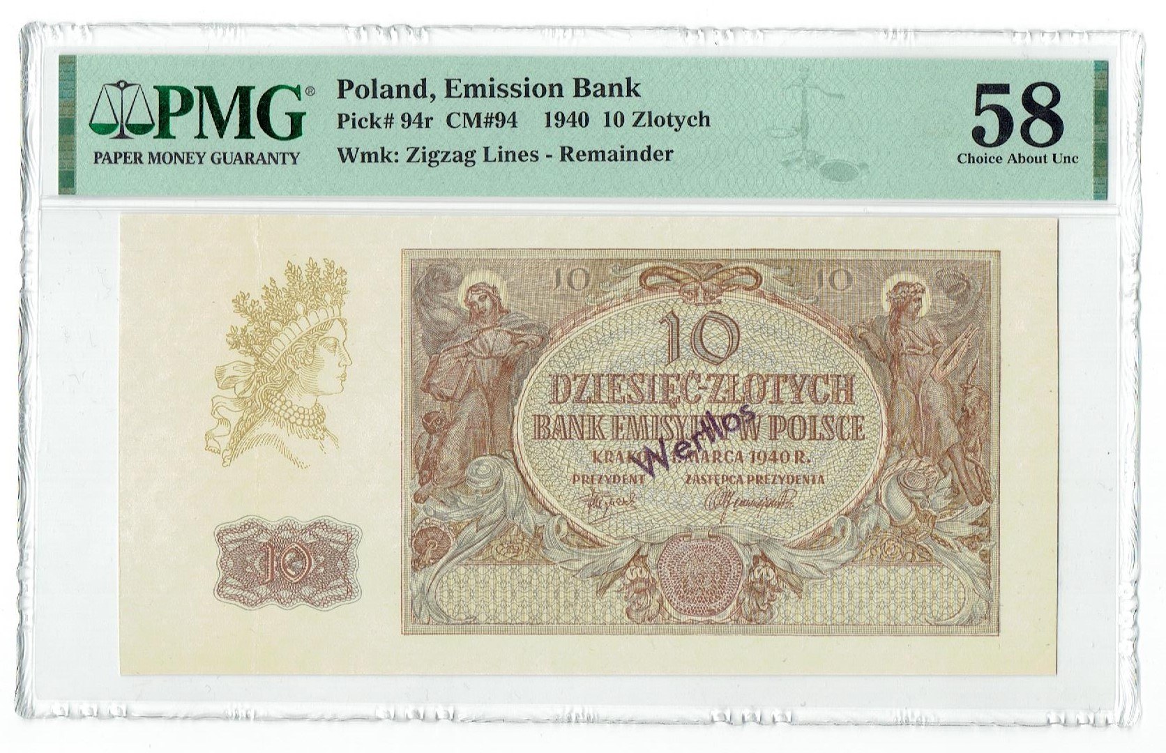 GG, 10 złotych 1940 - WERTLOS - PMG 58 - Aukcja internetowa / Licytacja online - Cena - OneBid