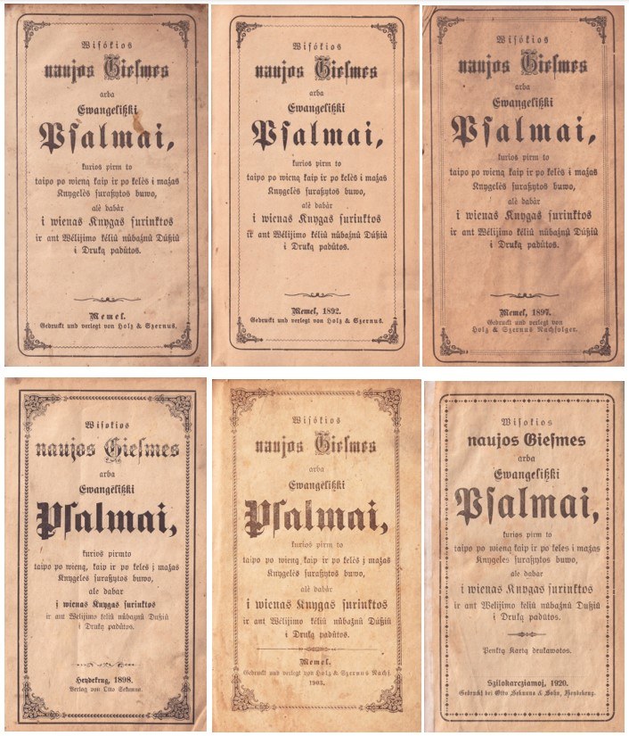 Lietuvininkų giesmyno „Psalmai“ rinkinys, 6 vnt., 1890-1920, Wisokios ...