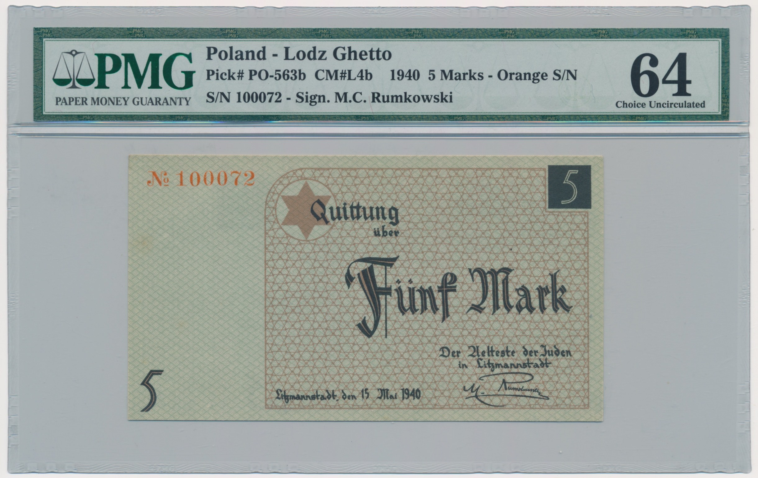 5 Mark 1940 - orange serial number - PMG 64 - cardboard paper - Online ...