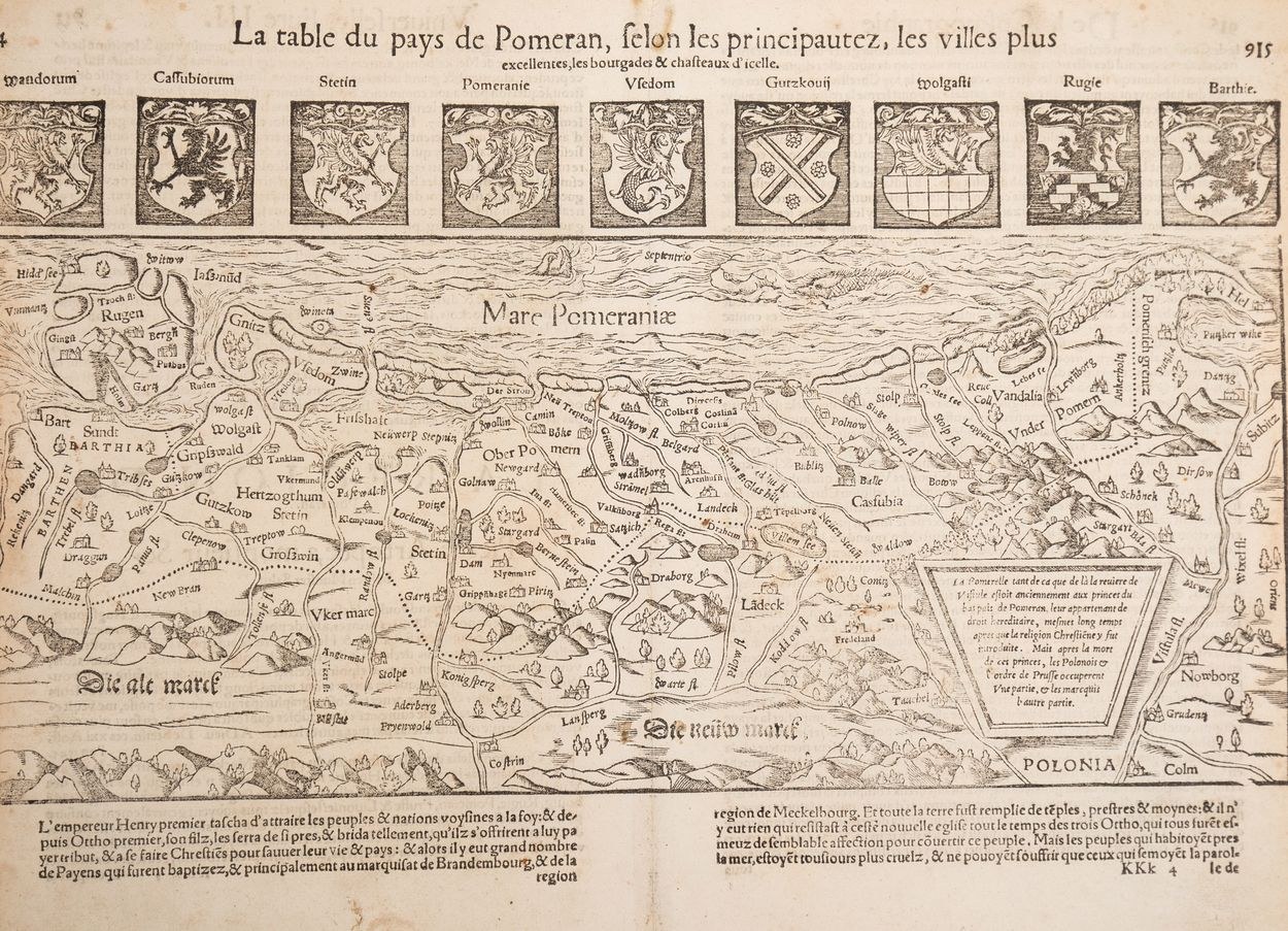 MAPA POMORZA, Sebastian Münster, Bazylea, 1548 - Aukcja internetowa ...