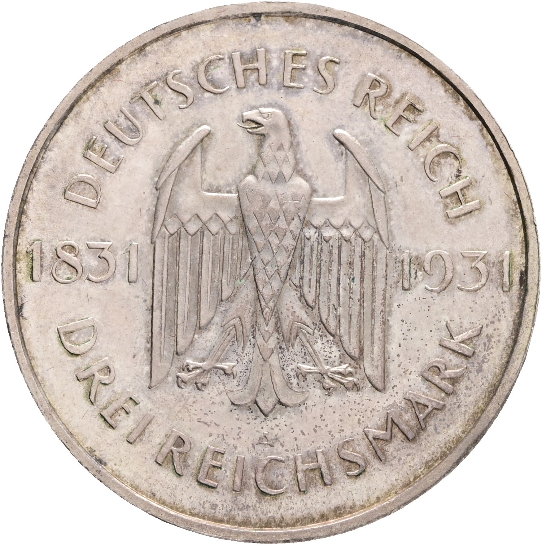 Weimar rep. 3 Mark 1931 Setna rocznica śmierci Heinrich vom Stein ...