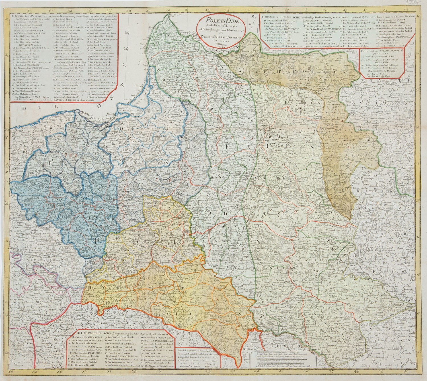 August Friedrich Sadebeck \ Sirisa, Mapa Polski z zaznaczonymi ...