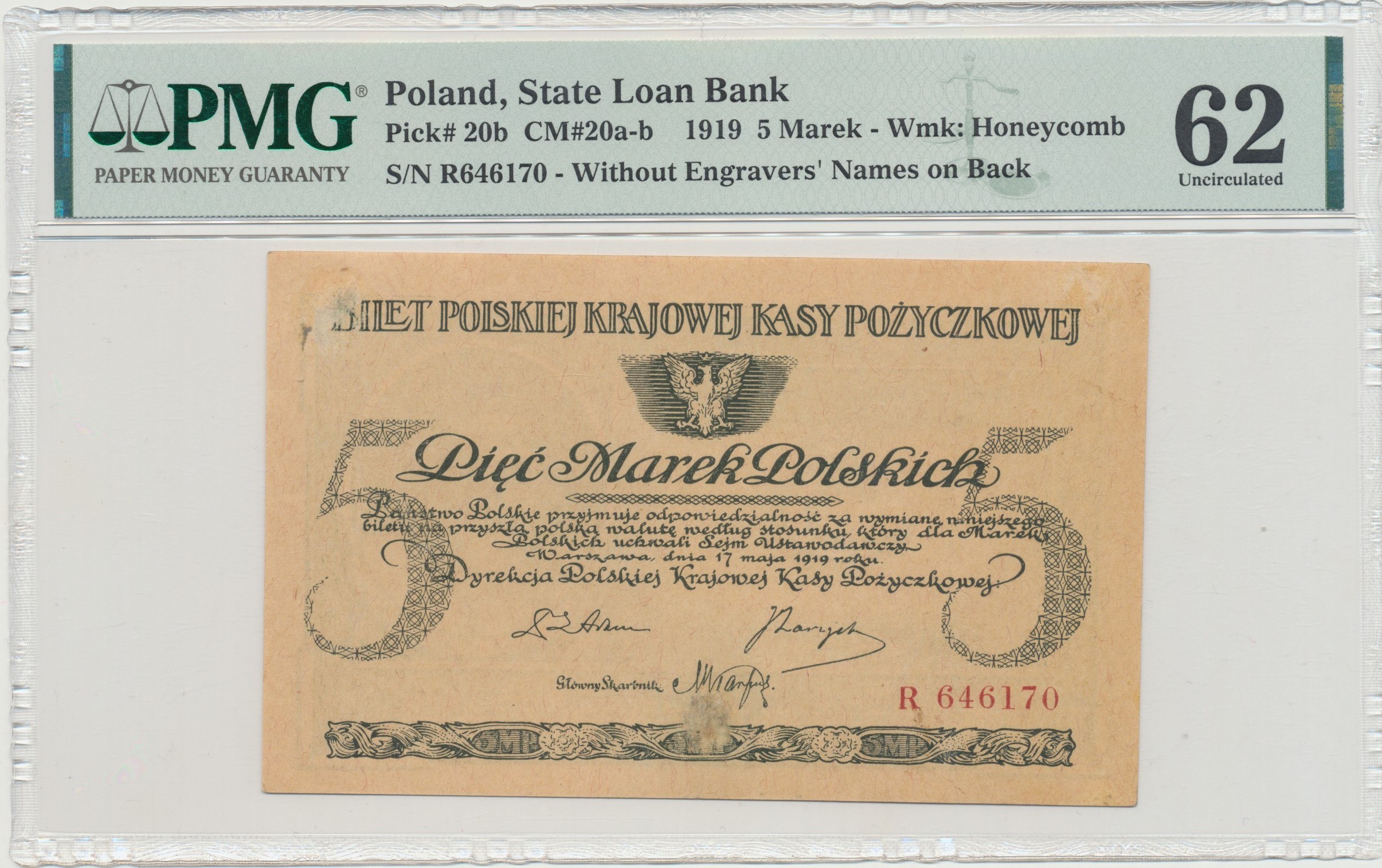 II RP, 5 Polish marks 1919 R - PMG 62 - Online auction / Online bidding ...
