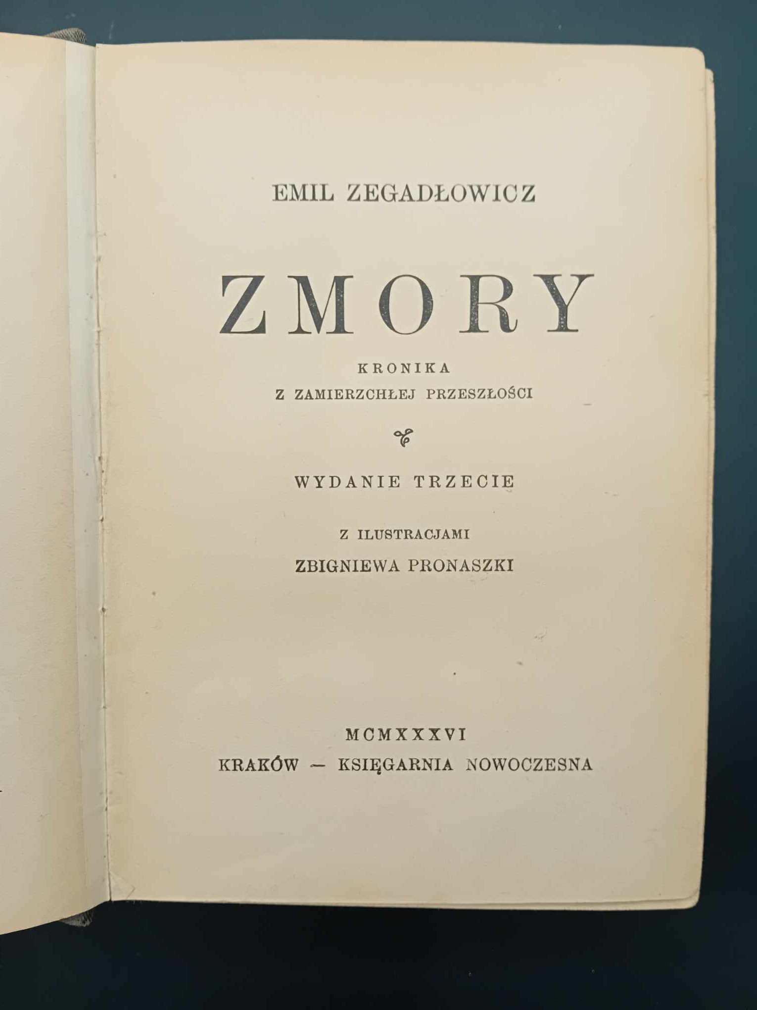 Emil Zegadłowicz Zmory Kronika z zamrzchłej przeszłości Wydanie III ...