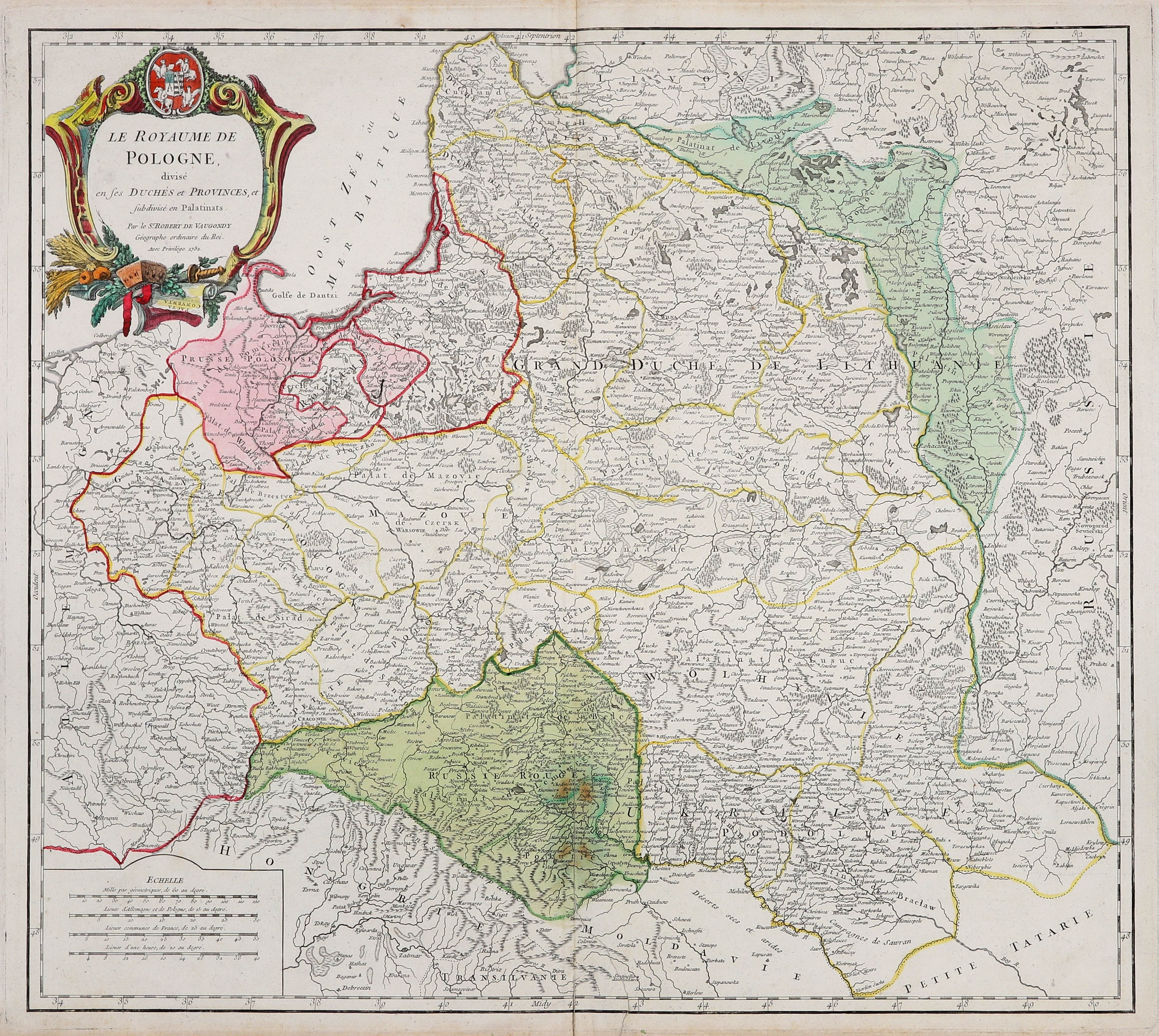 POLSKA, LITWA. Mapa ziem Rzeczypospolitej; wyd. G. i D. Robert de ...