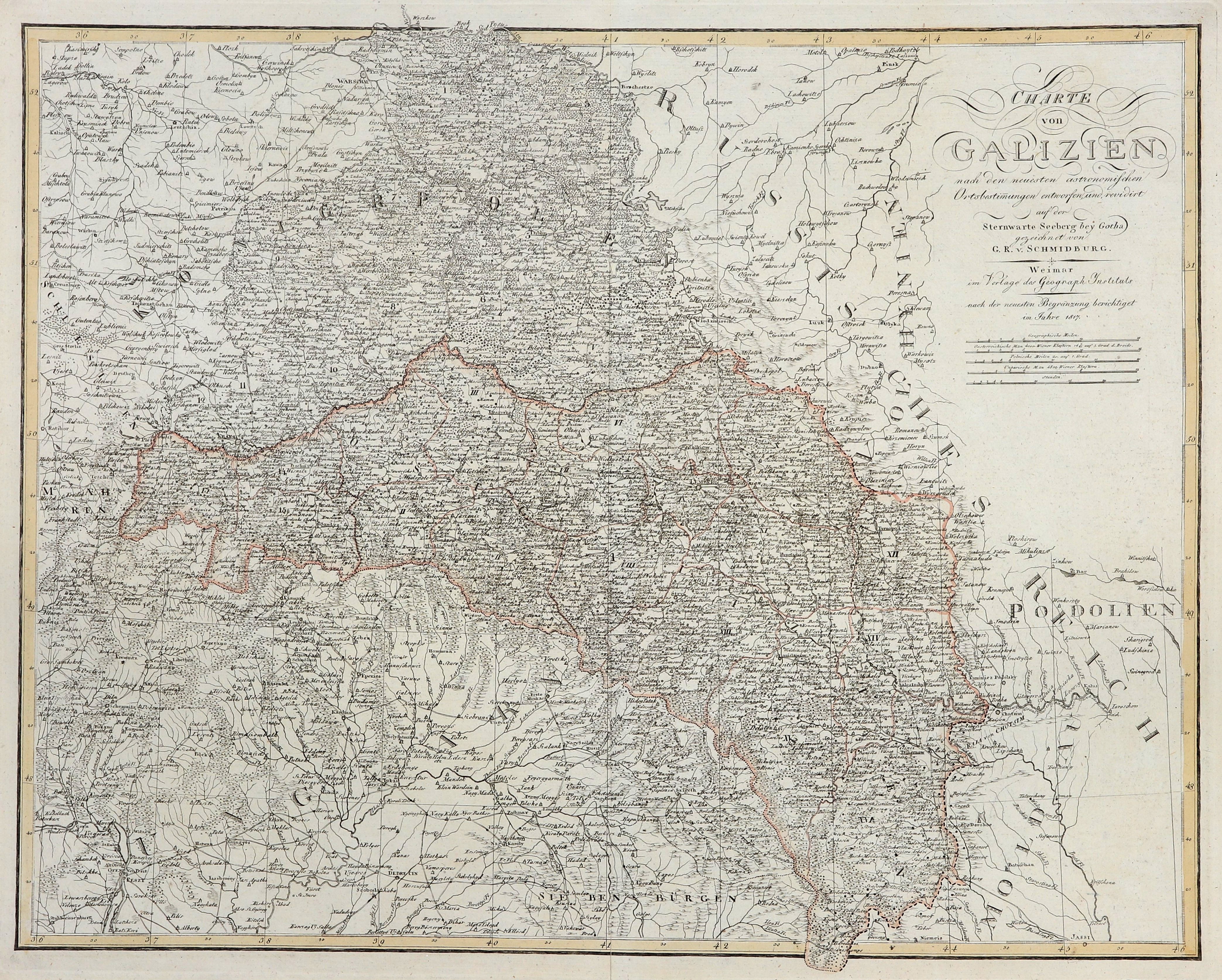 GALICJA. Mapa Galicji z utraconą po 1815 r. przez Austrię tzw ...