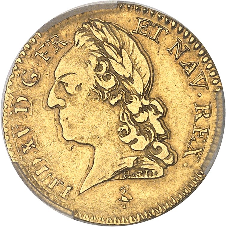 Ludwik XV (1715-1774). Pół-louis d'or à la vieille tête 1772, A, Paryż ...
