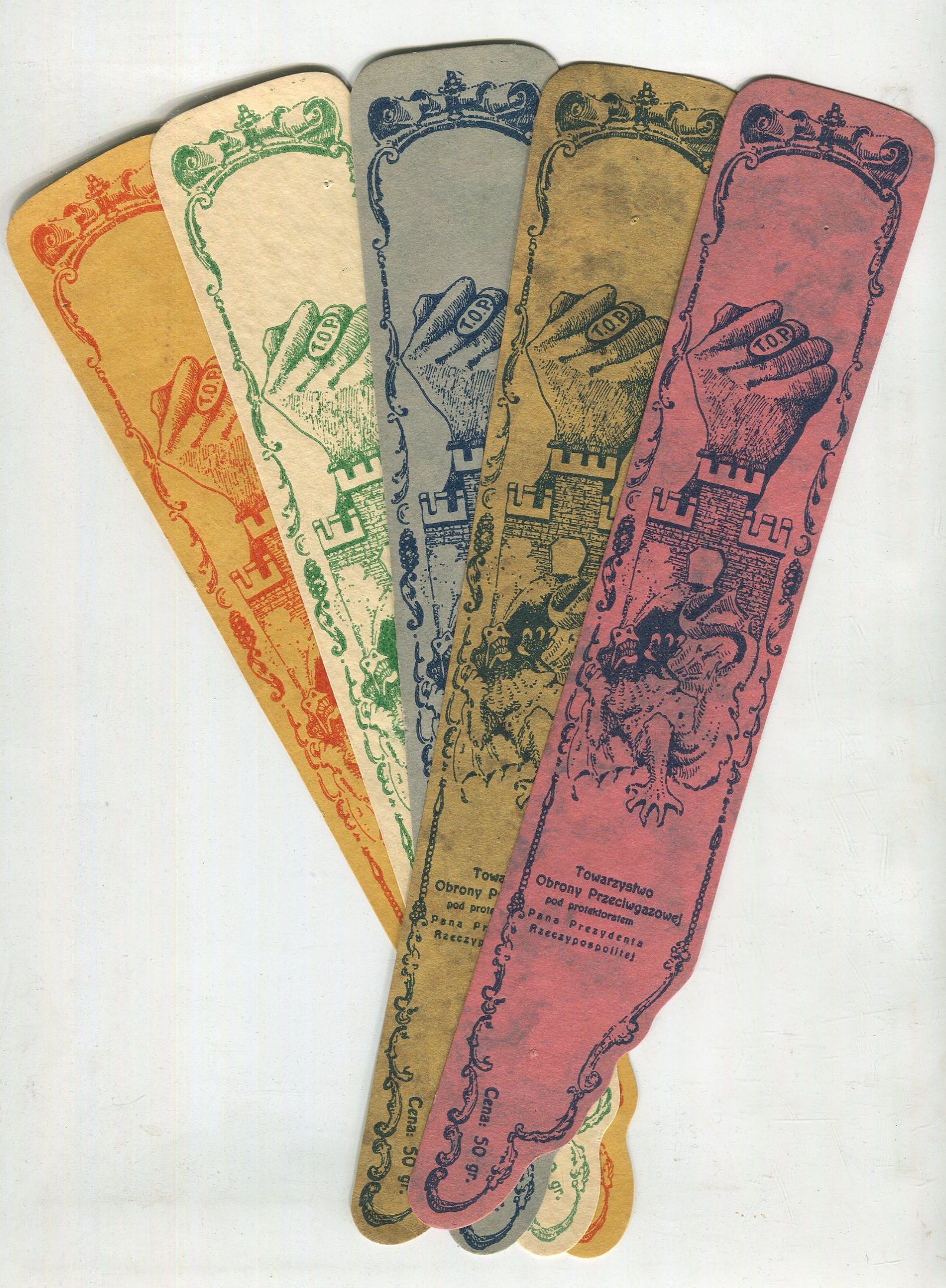 Set of 17 pre-war bookmarks of the Gas Defense Society - Online auction ...