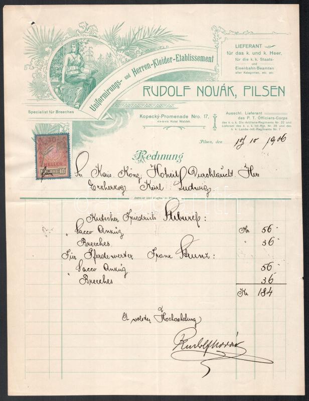 1906 Habsburg Károly, később IV. Károly részére egyenruha szállítás ...