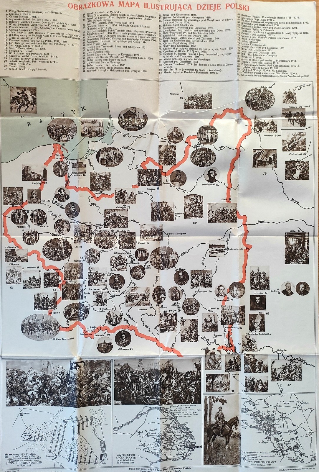 [Polska] - Obrazkowa Mapa Ilustrująca Dzieje Polski, Wyd. Salonu ...