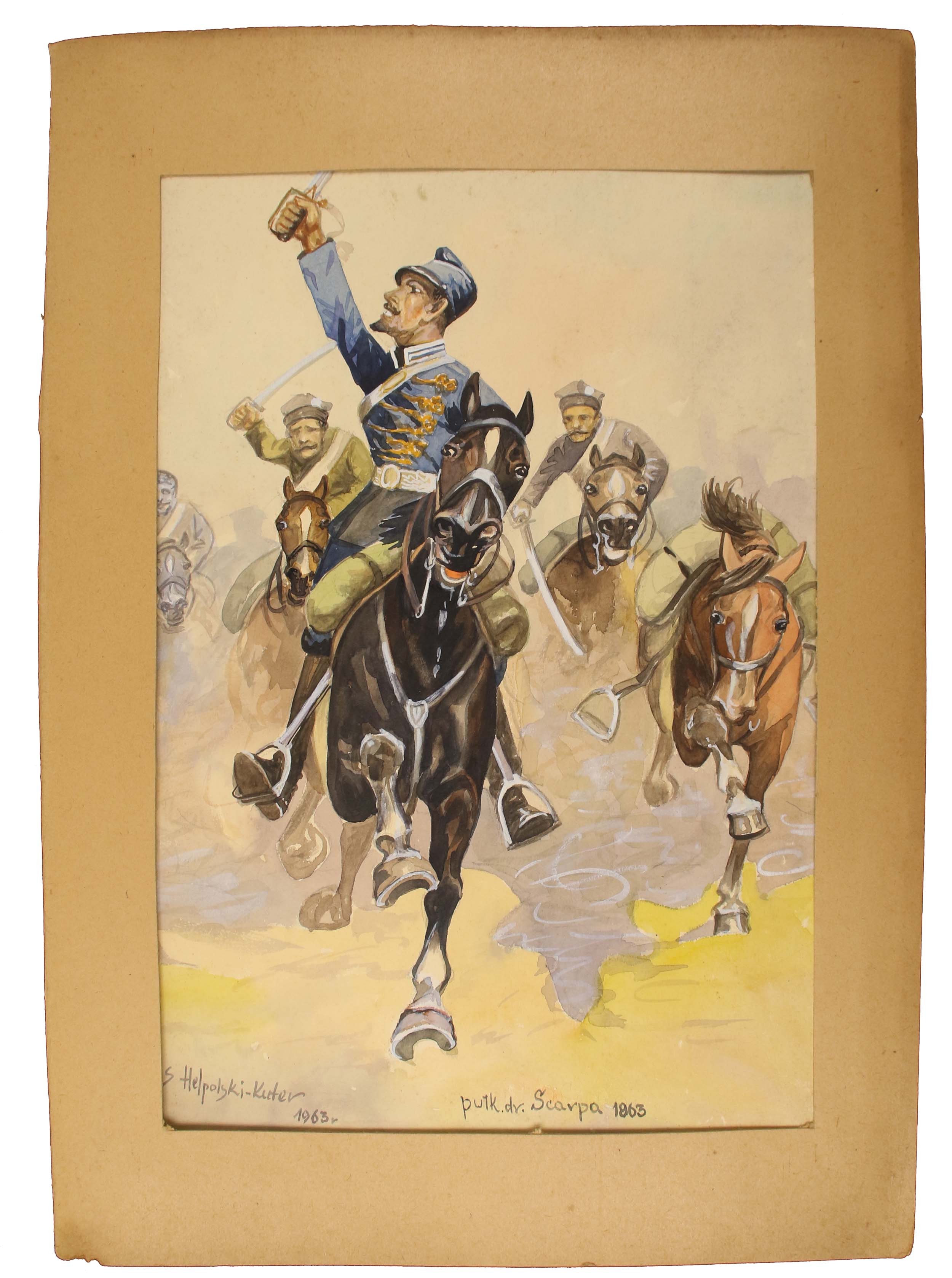Obraz Sz. Helpolski-Kuter, akwarela ,,Pułk. dr. Scarpa 1863", 1963 r ...