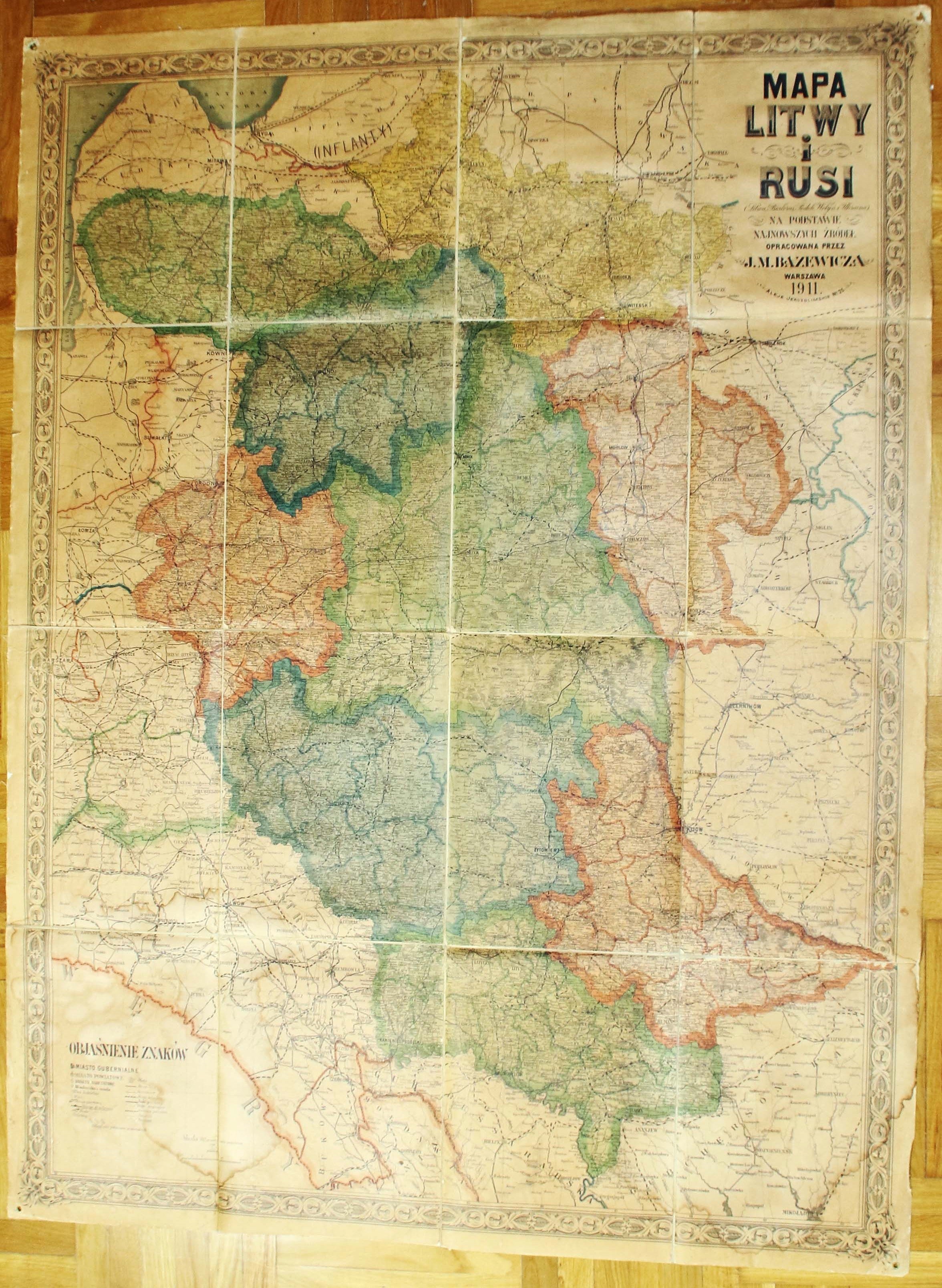 Mapa Litwy i Rusi na podstawie najnowszych źródeł opracowana przez J. M. Bazewicza, Warszawa ...