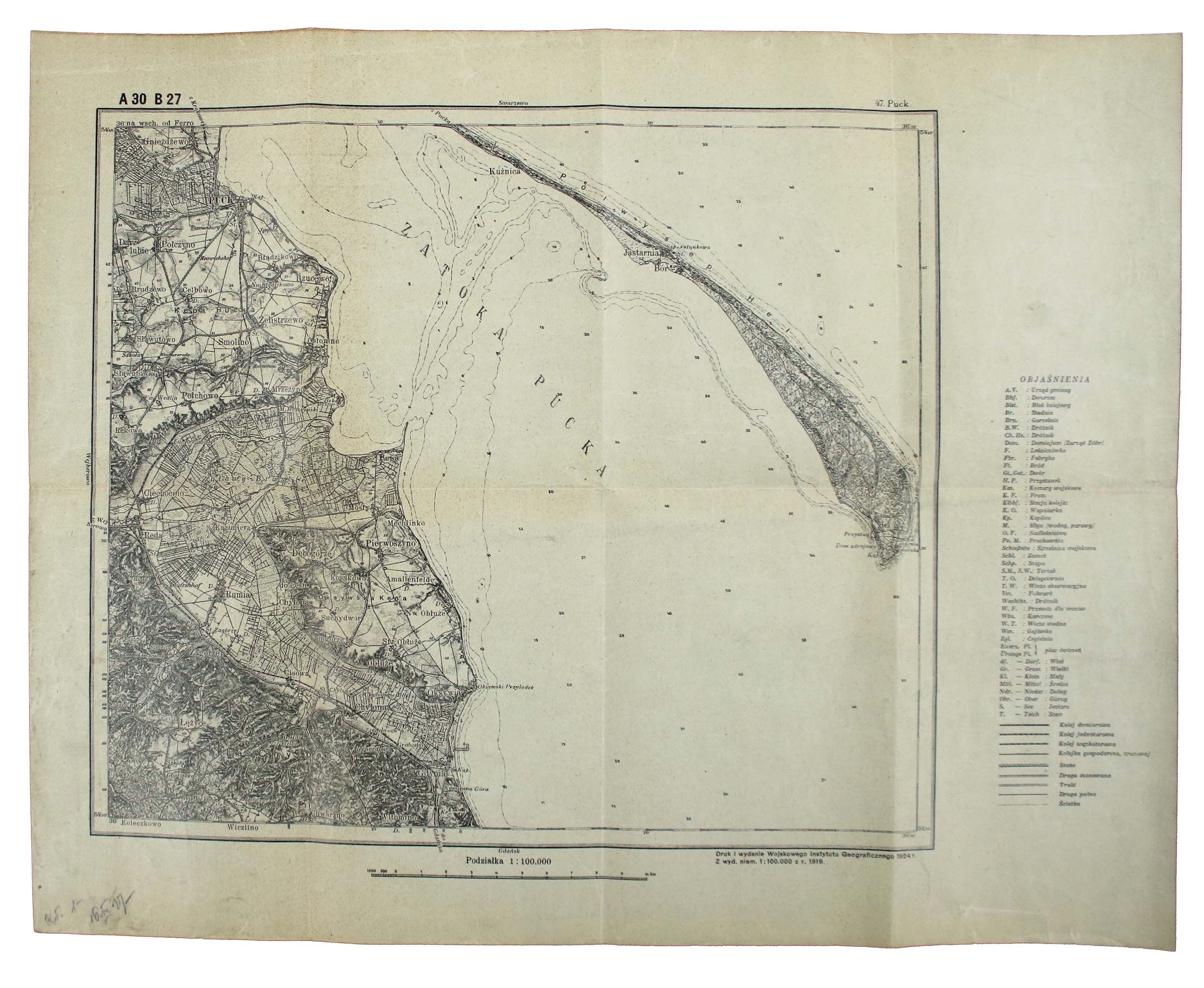 Puck, polska mapa sztabowa, WIG 1924r. Skala 1:100 000 (632) - Интернет ...