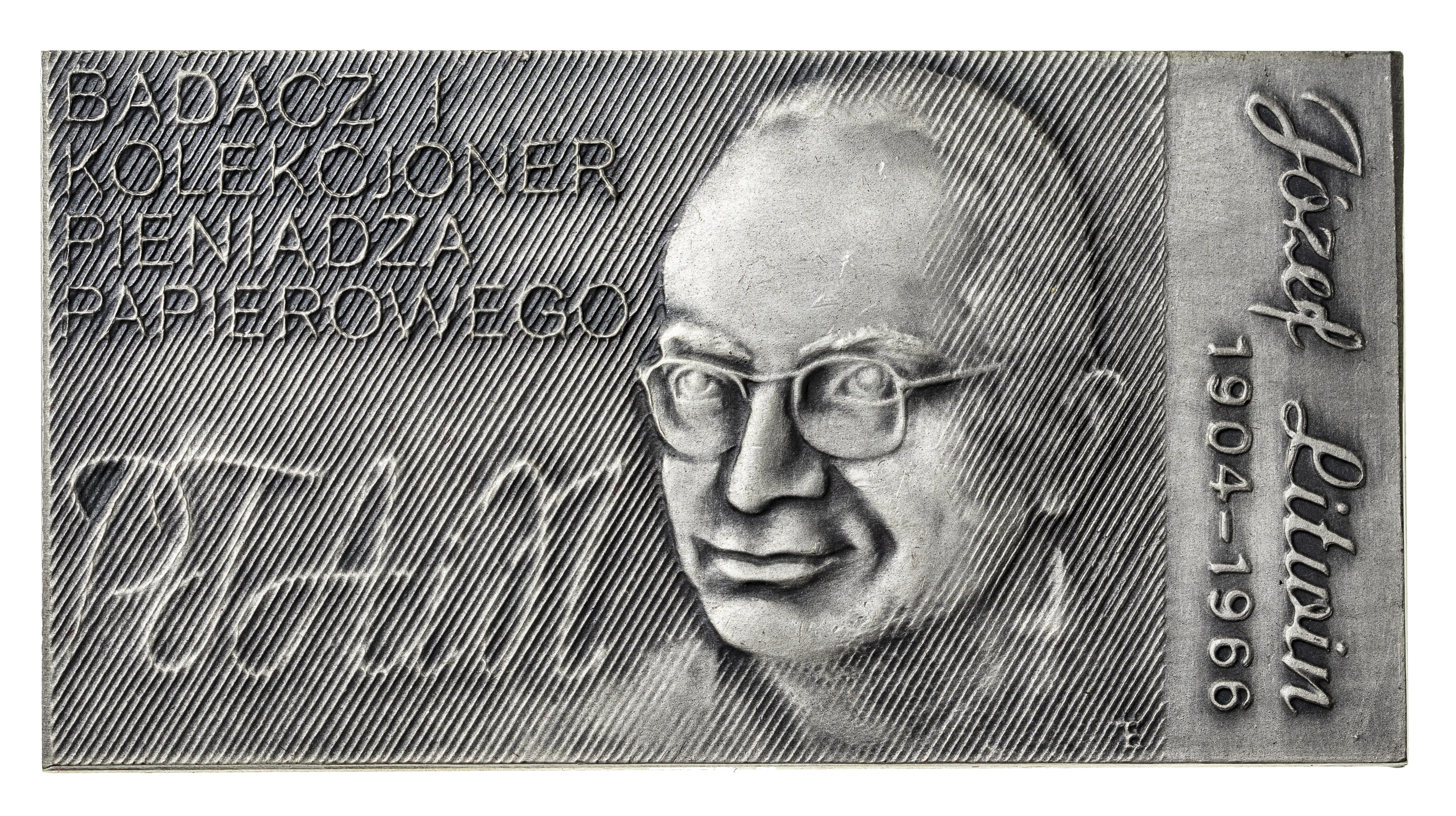 medal Józef Litwin, kolekcjoner banknotów, srebro, nakład 75 sztuk ...