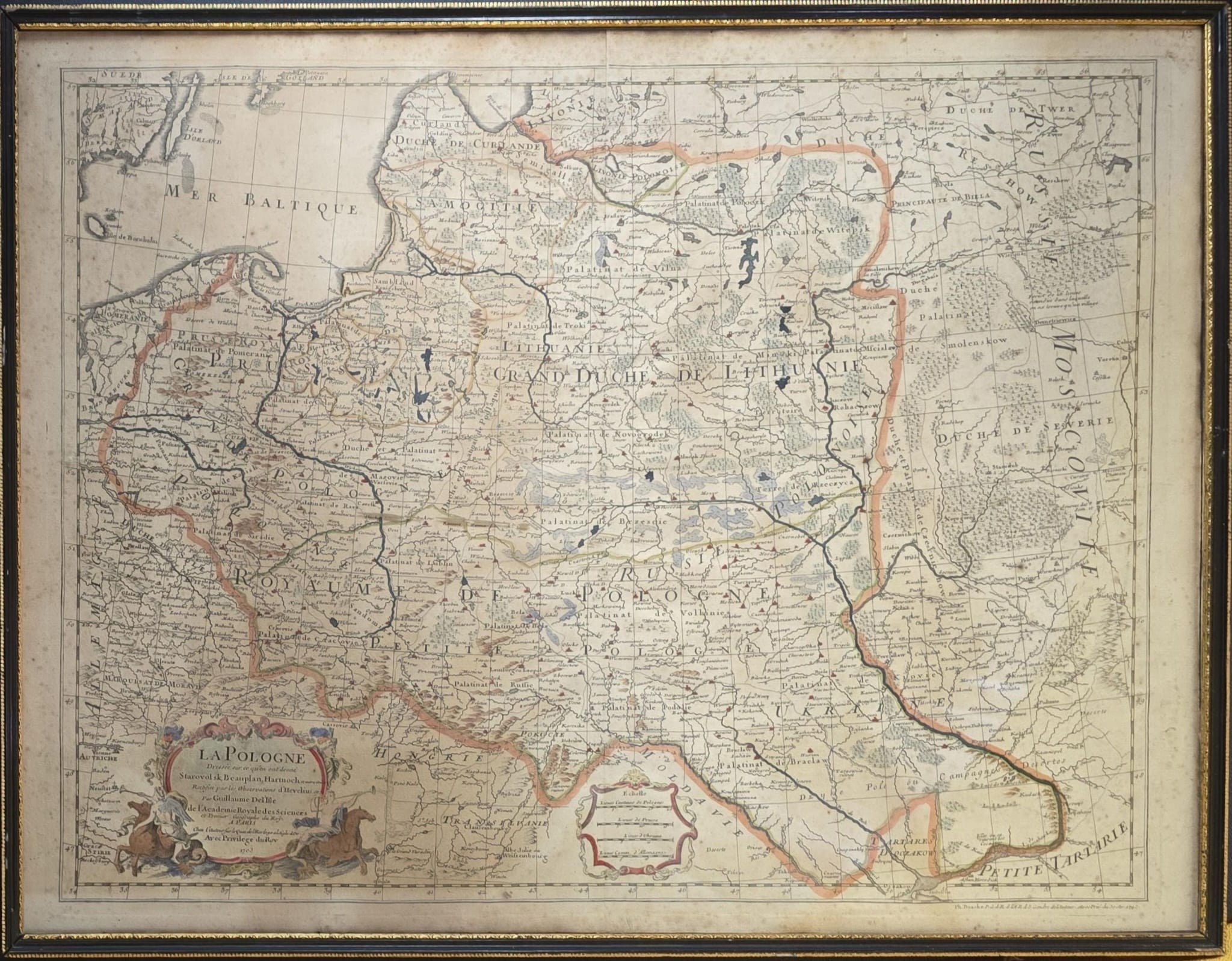 Mapa Królestwa Polskiego i Księstwa Litewskiego, Paryż 1703 - Aukcja ...
