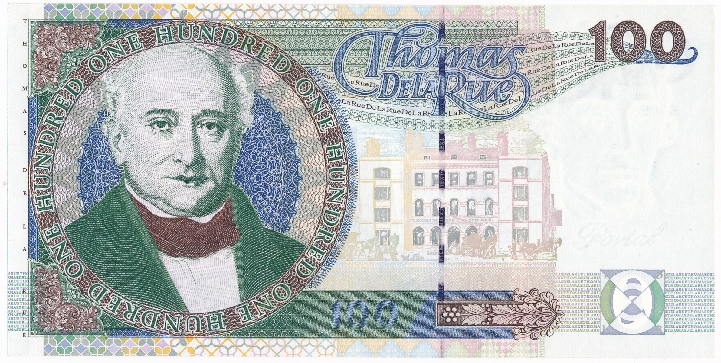 Great Britain, Testnote De la Rue with Thomas De la Rue, 100 (1996 ...