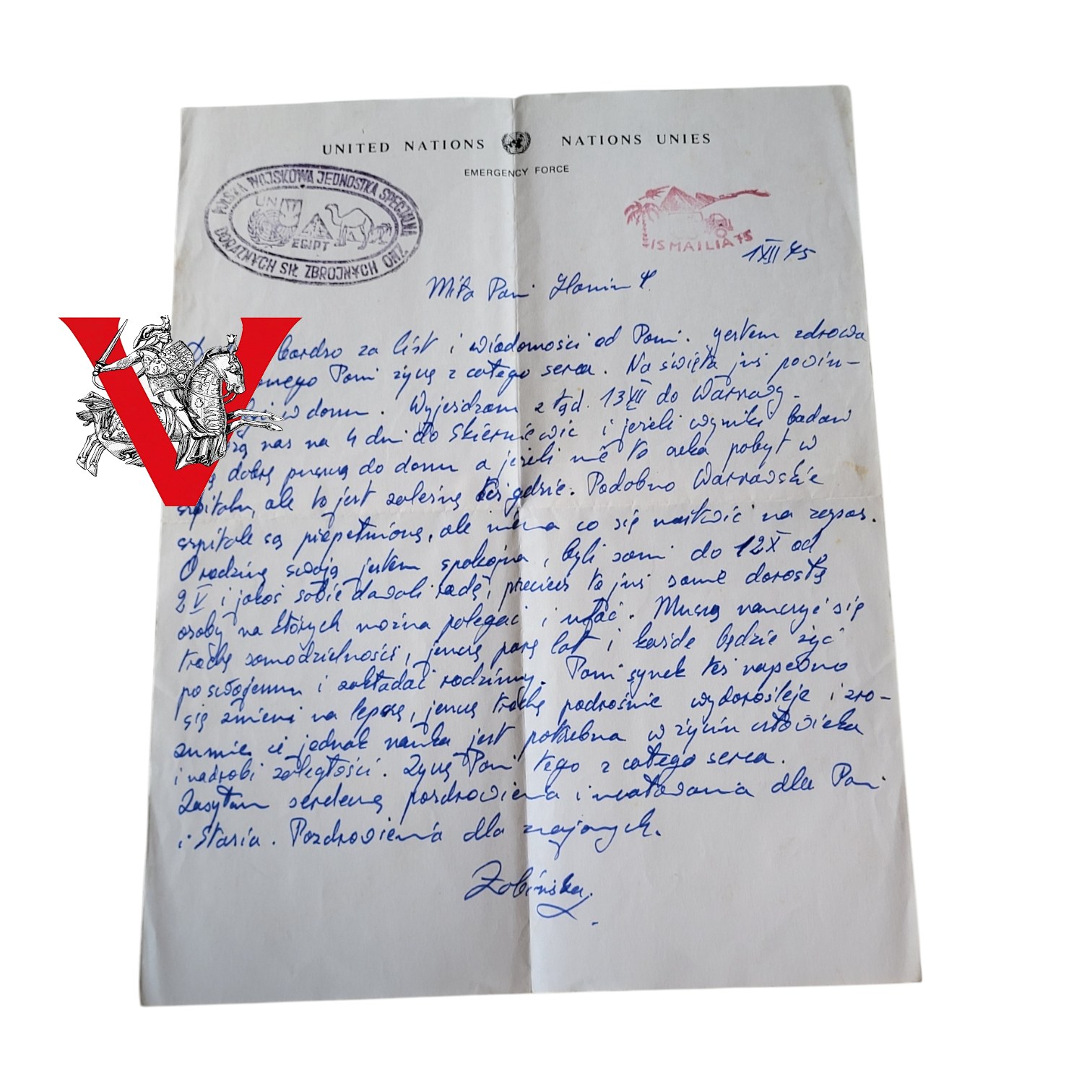 ONZ Polska Wojskowa Misja Specjalna Egipt Syria List Żołnierz do Polski ...