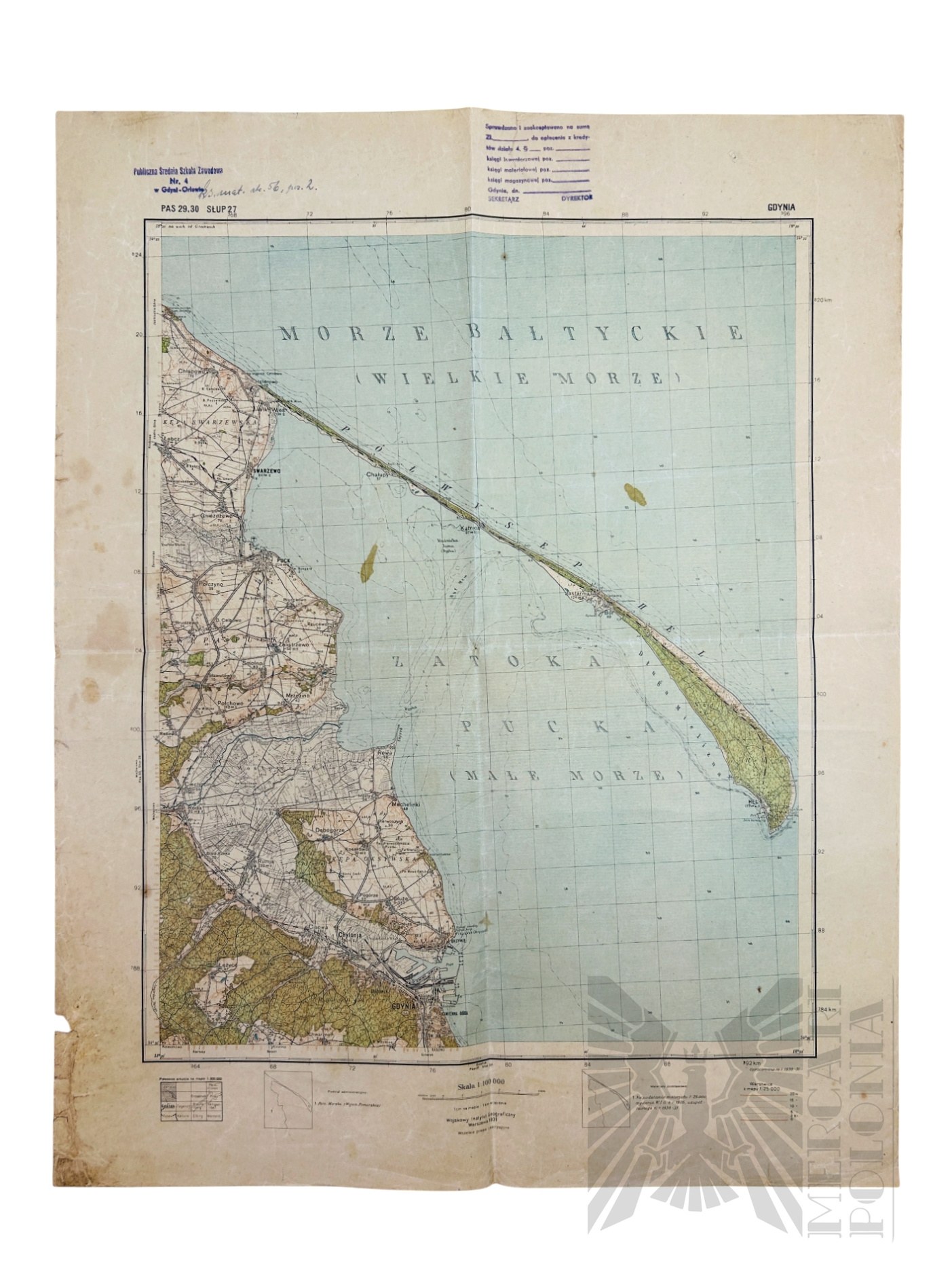 II RP Military Map of a Fragment of the Polish Coast and the Hel ...