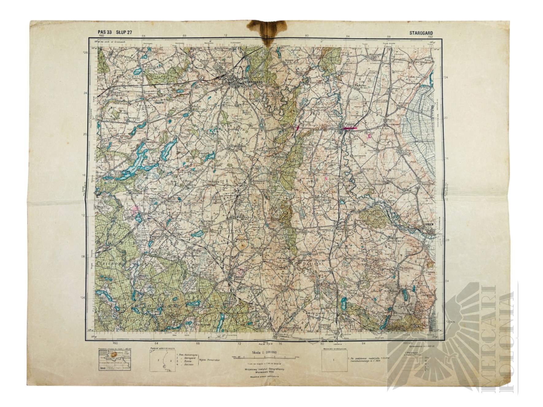 II RP Mapa Wojskowa Starogard Wojskowy Instytut Geograficzny - Aukcja ...