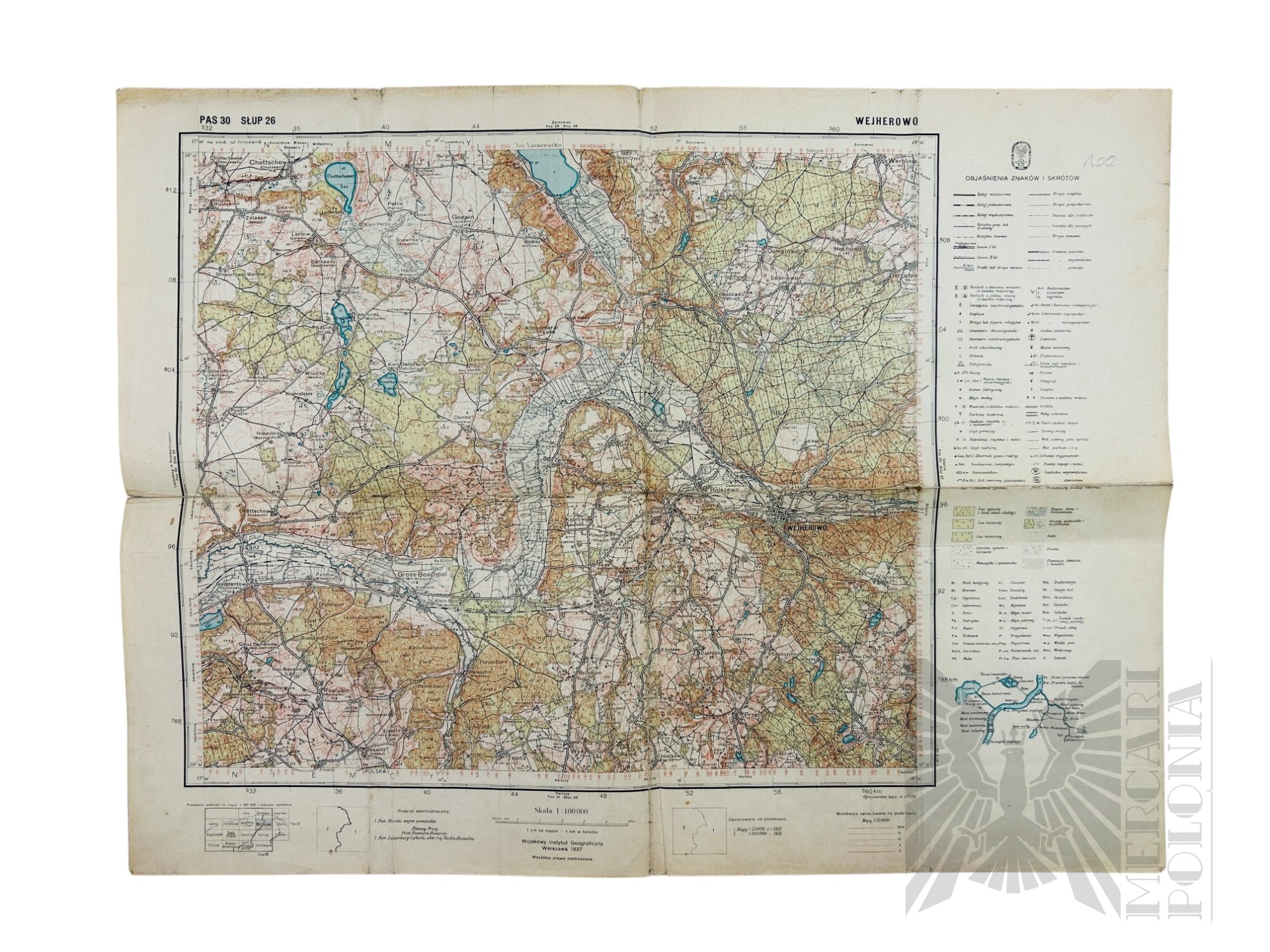 II RP Mapa Wojskowa Wejherowo Wojskowy Instytut Geograficzny - Aukcja ...