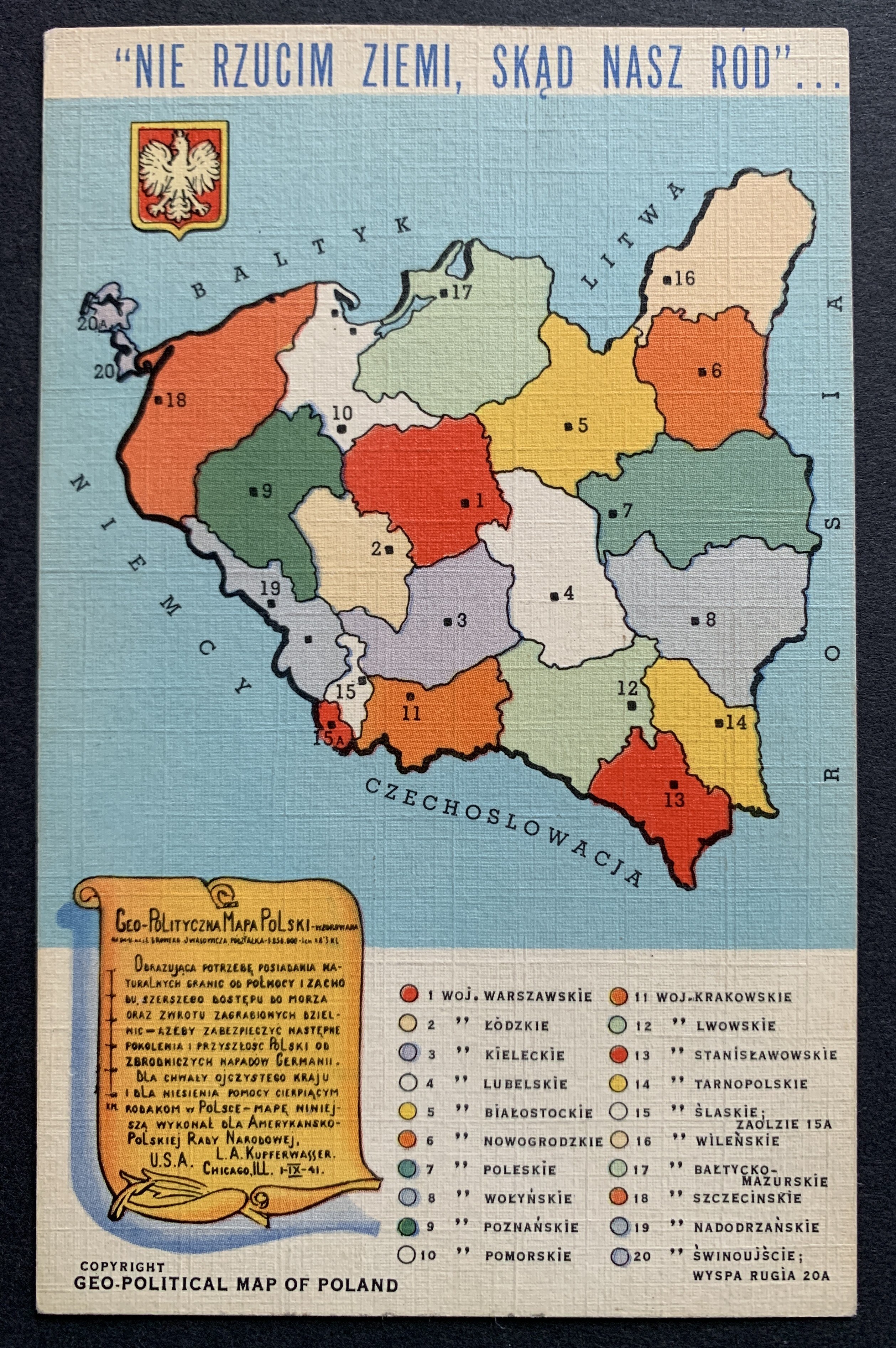 GEO-POLITICAL MAP OF POLAND. Chicago [1941]. - Online auction / Online ...