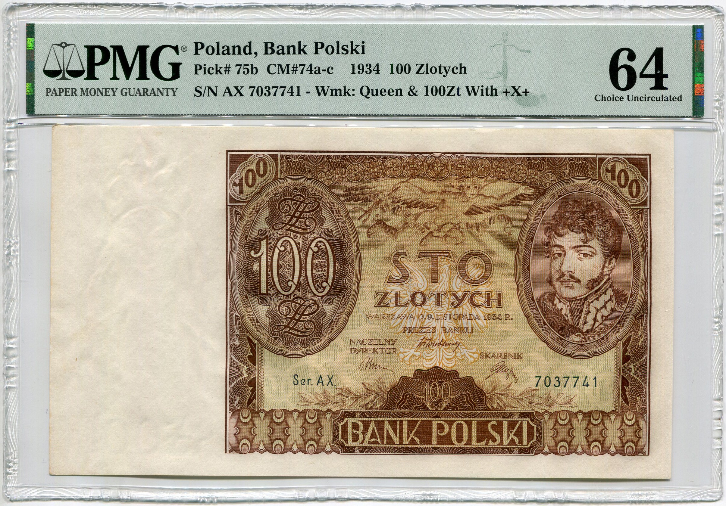 100 złotych 1934 - Ser.AX. - znw. "x+x" PMG 64 - Aukcja internetowa / Licytacja online - Cena ...