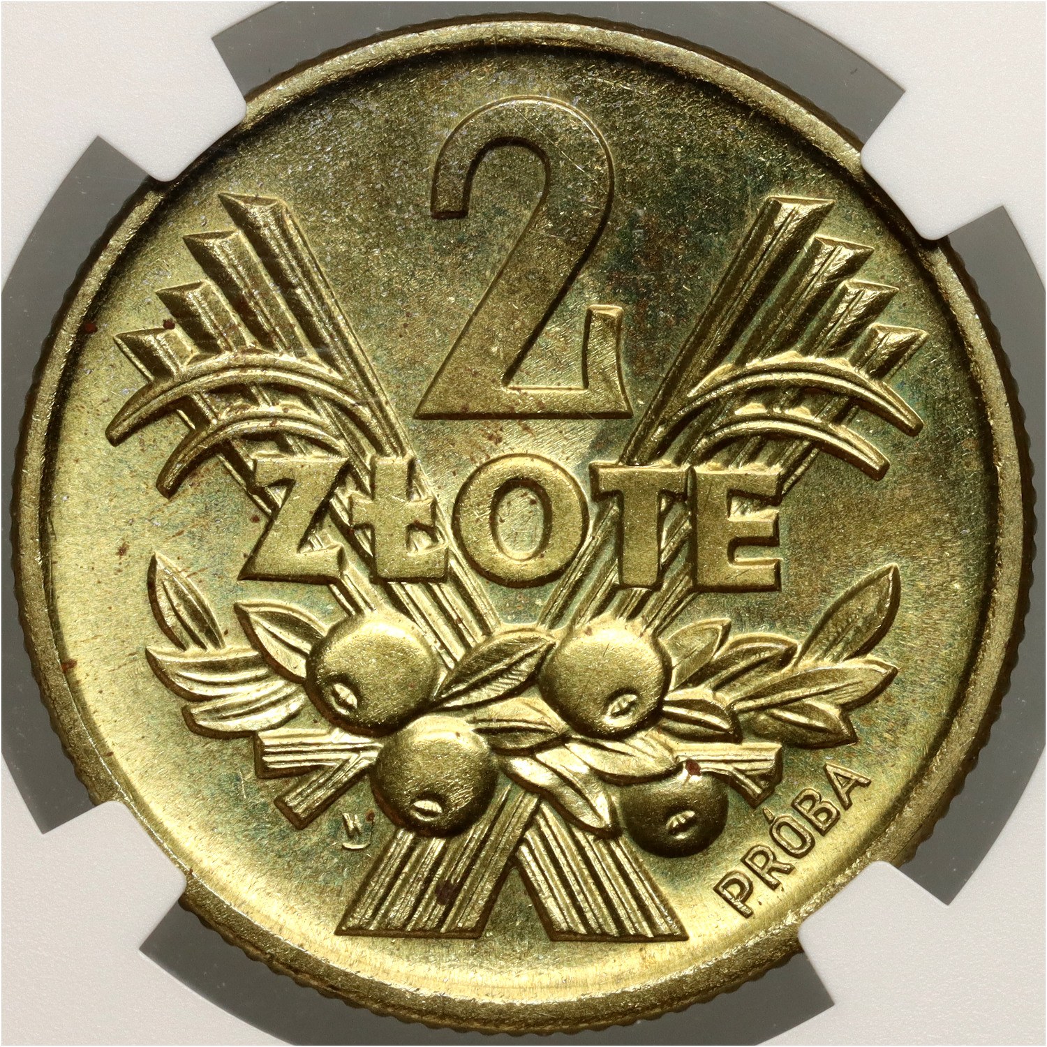 PRL, 2 złote 1958, Jagody, PRÓBA, mosiądz - Aukcja internetowa / Licytacja online - Cena - OneBid