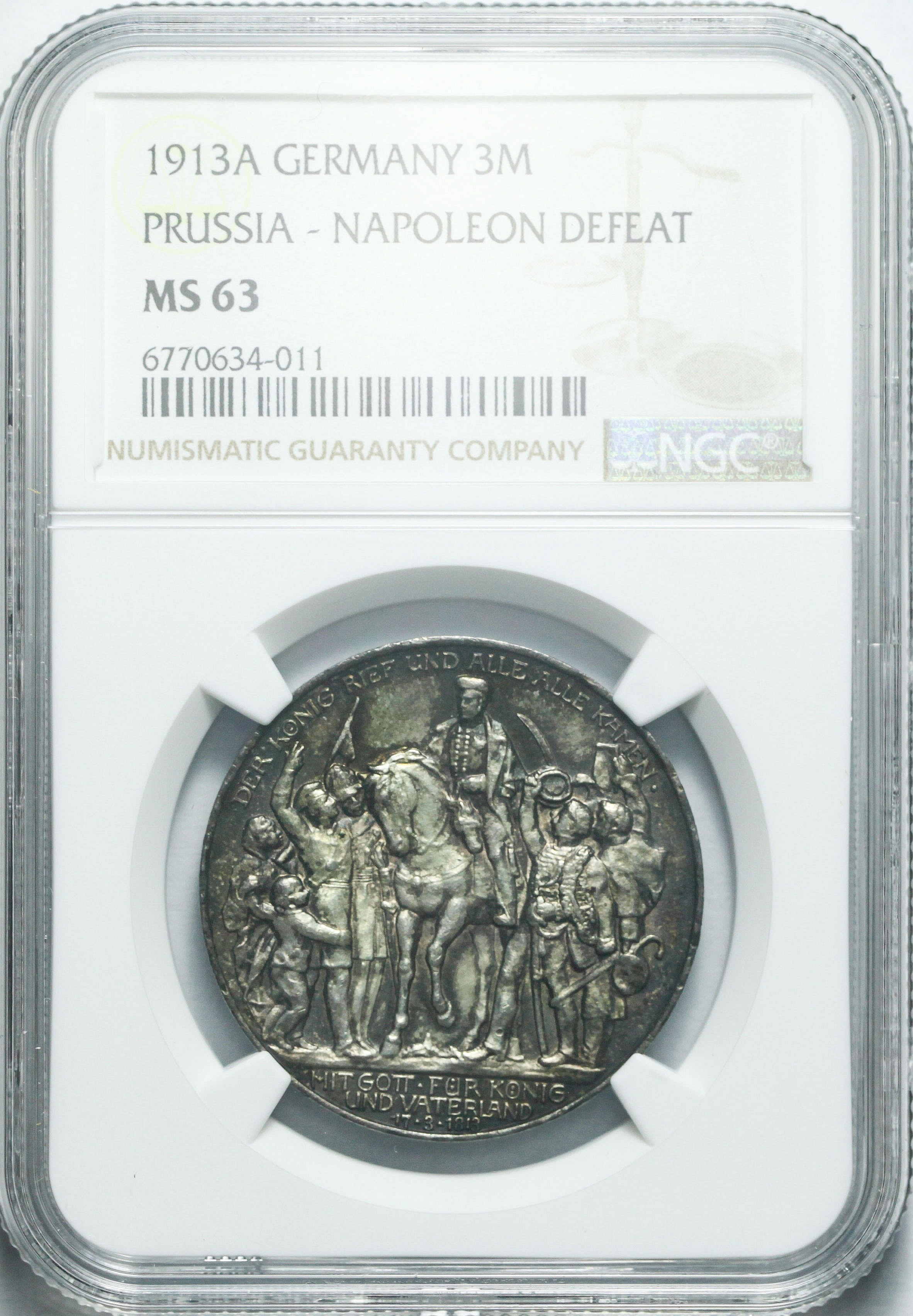 Niemcy, Prusy, 3 marki 1913, Bitwa Narodów, piękne - Aukcja internetowa / Licytacja online ...