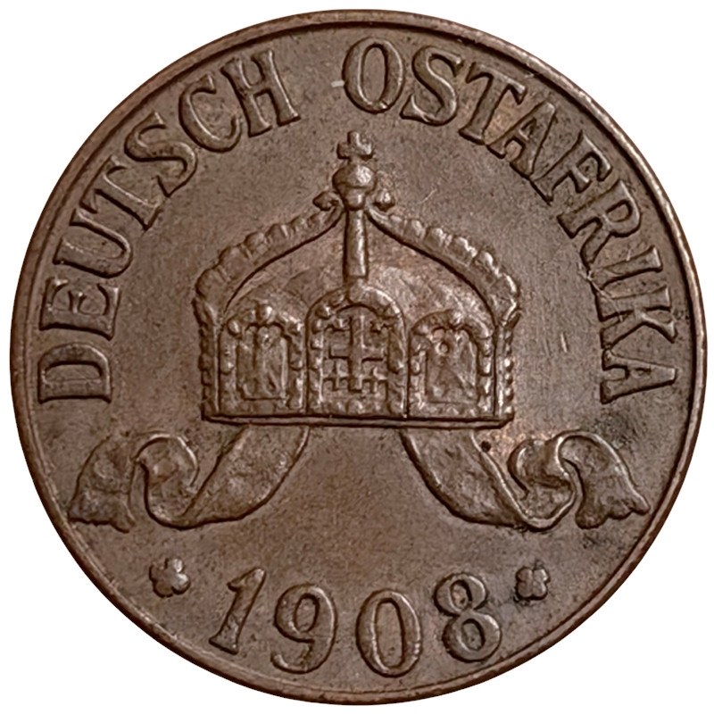 NIEMIECKA AFRYKA WSCHODNIA, Wilhelm II, 1 Heller 1908, J Hamburg ...