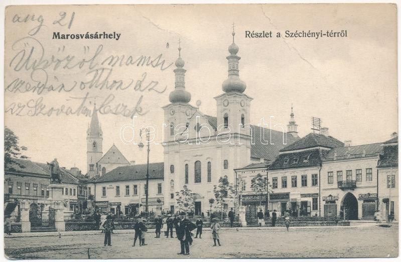 1906 Marosvásárhely, Targu Mures; Széchenyi tér, templom, Petele János ...