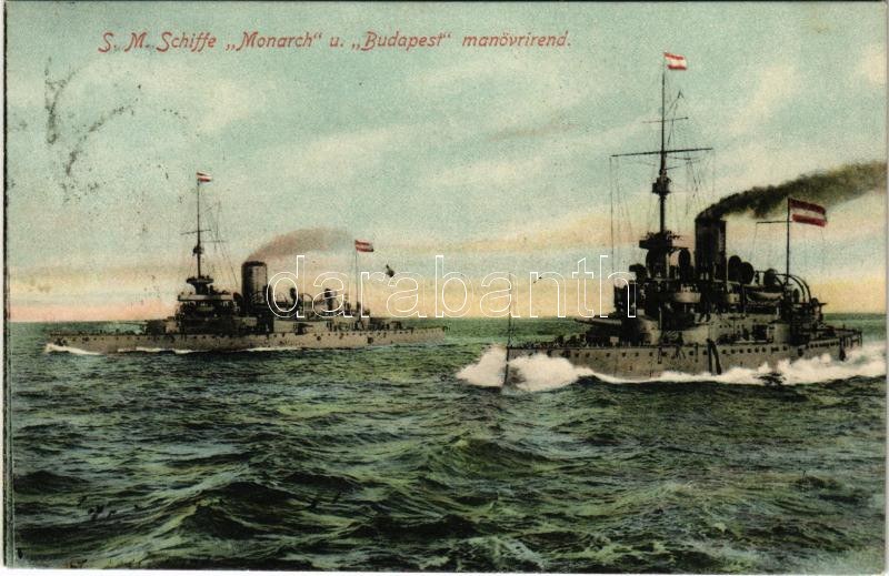 1909 SMS Budapest és SMS Monarch az Osztrák-Magyar Haditengerészet ...