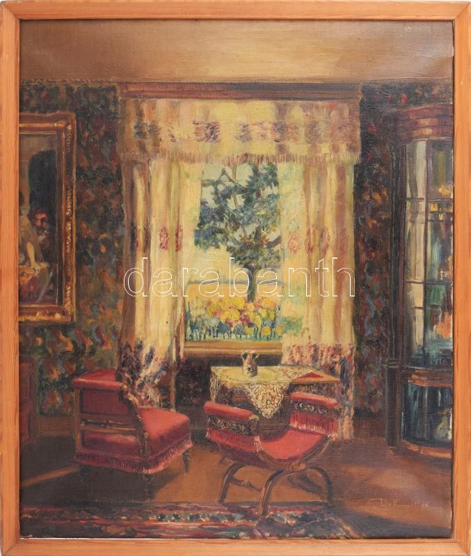 Olvashatatlan (Dull v. Dall?) jelzéssel: Enteriőr kilátással, 1936 ...