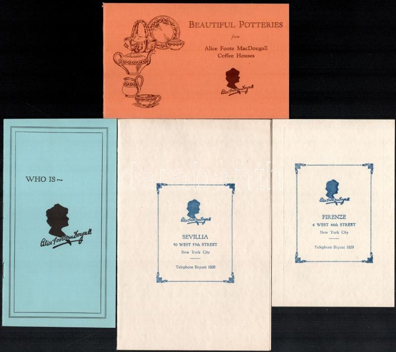 cca 1920 Alice Foote MacDougall kerámiák 4 db reklám ismertető füzet és ...
