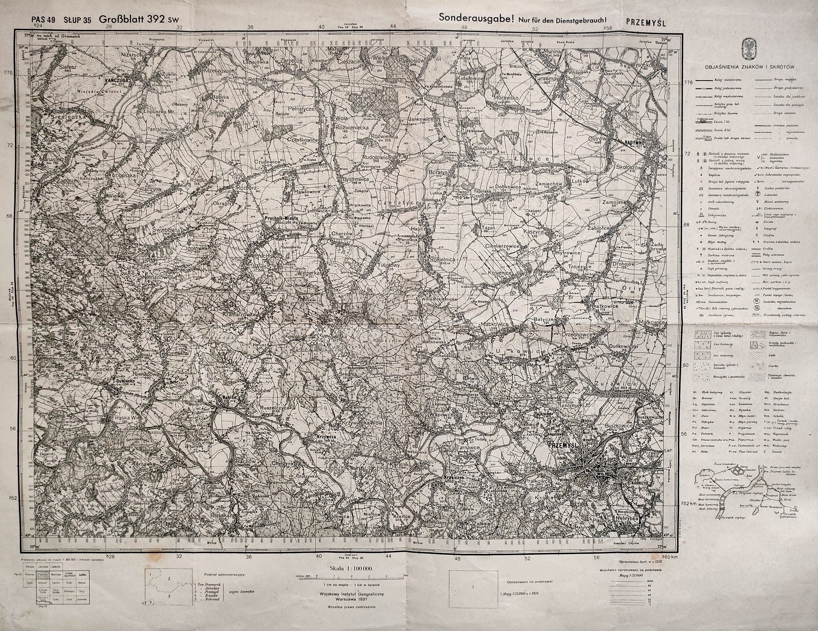[Mapa] - Wojskowy Instytut Geograficzny - Przemyśl, Warszawa 1937 ...