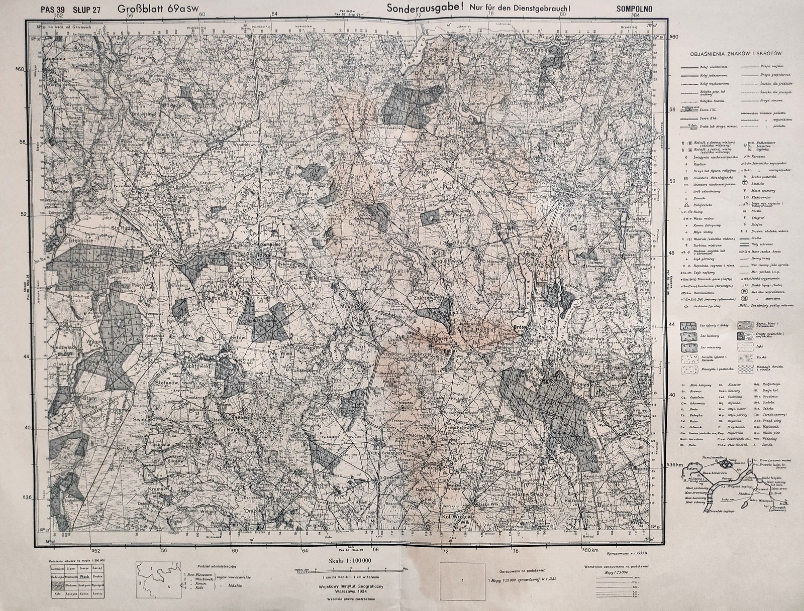 [Map] - Military Geographical Institute - Sompolno, Warsaw 1934 ...