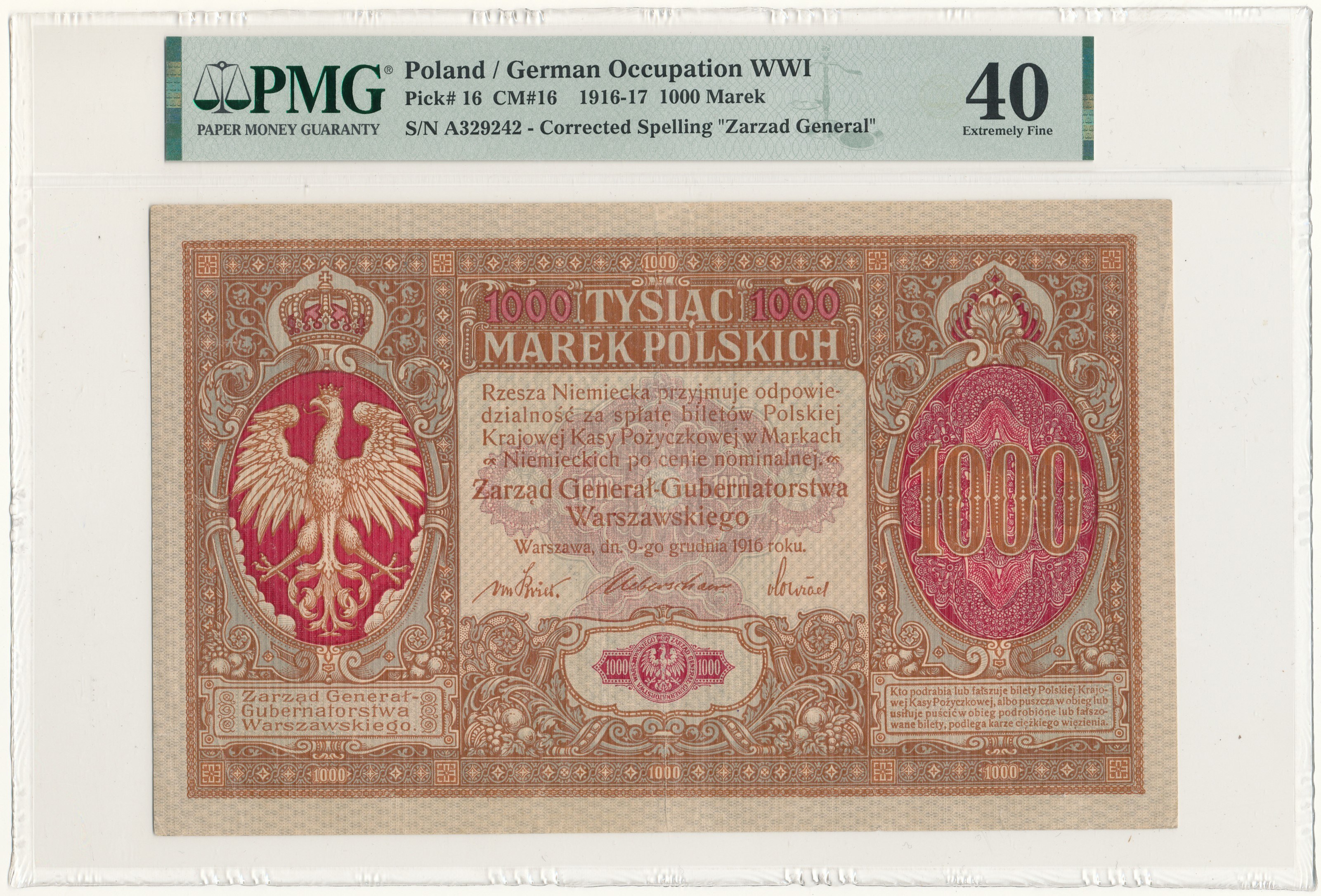 1000 Polish marks 1916, General, series A - Online auction / Online ...