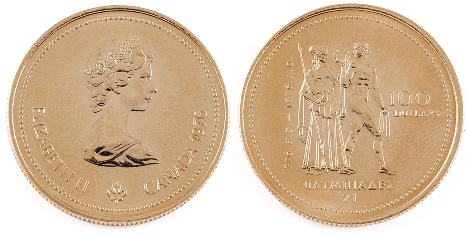 100 DOLARÓW, Kanada, 1976, 21 Olimpiada - Aukcja internetowa ...