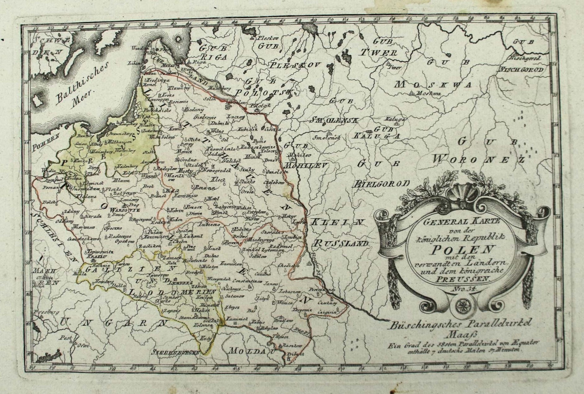 Mapa Polski Franz Johanm, Joseph von Reilly General Karte von der ...