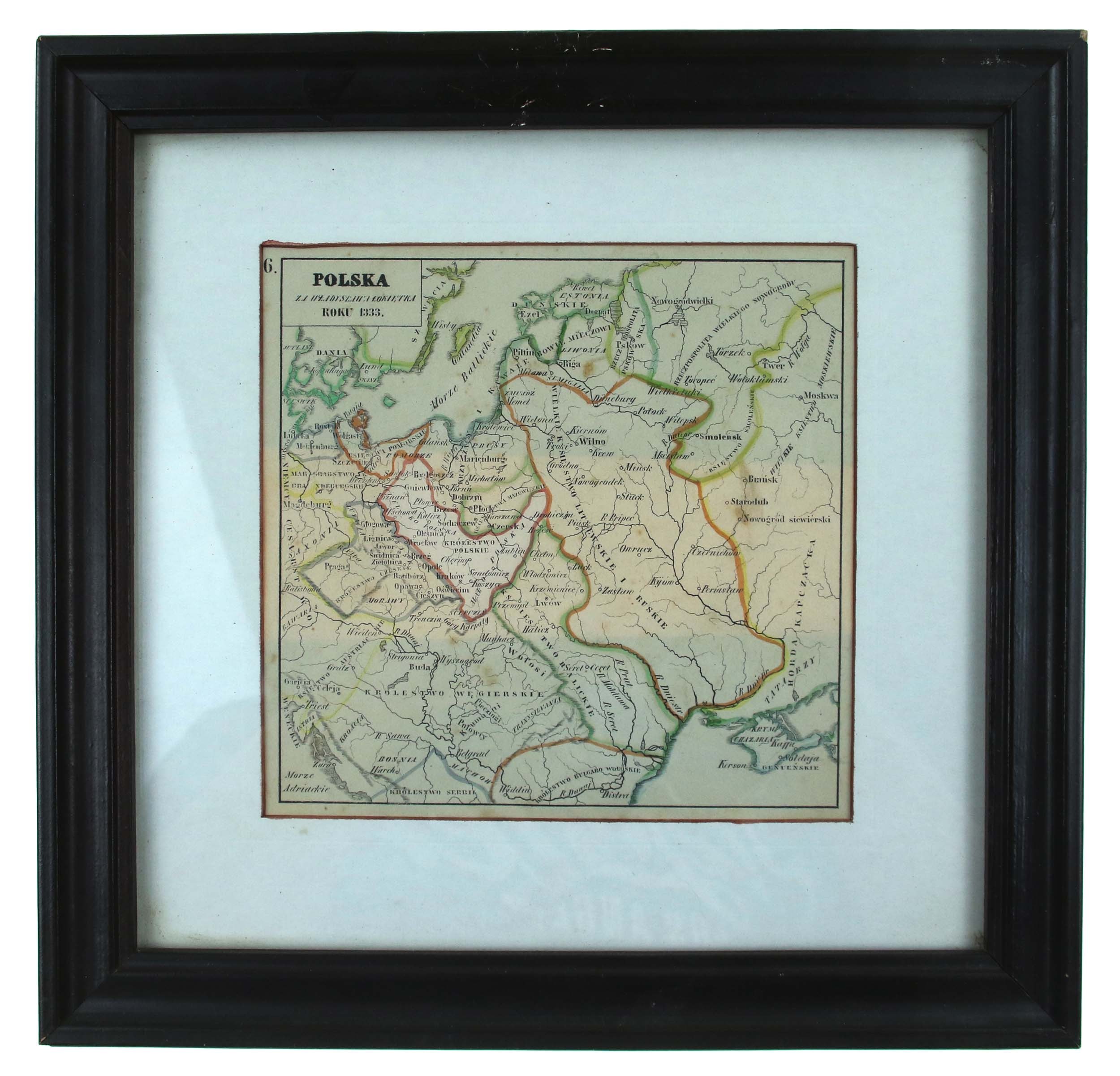 Mapa Polski za Władysława Łokietka 1333, lit. z XIX w. Oprawa (924 ...