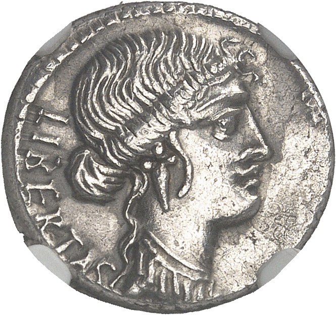 Junia, Q. Servilius (Marcus Junius) Brutus. Denar ND (54 p.n.e.), Rzym ...