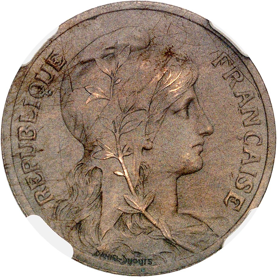 IIIe République (1870-1940). 5 centimes Daniel-Dupuis, Flan bruni mat ...
