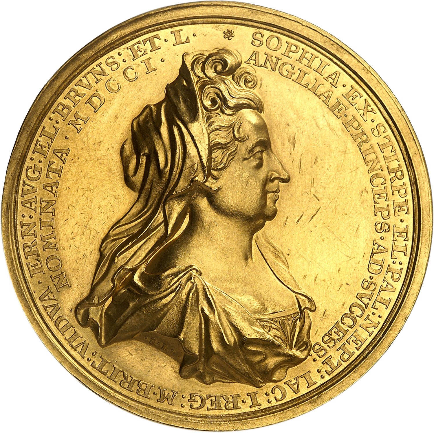 Georges I (1714-1727). Gold medal with a module of 50 ducats, Princess ...