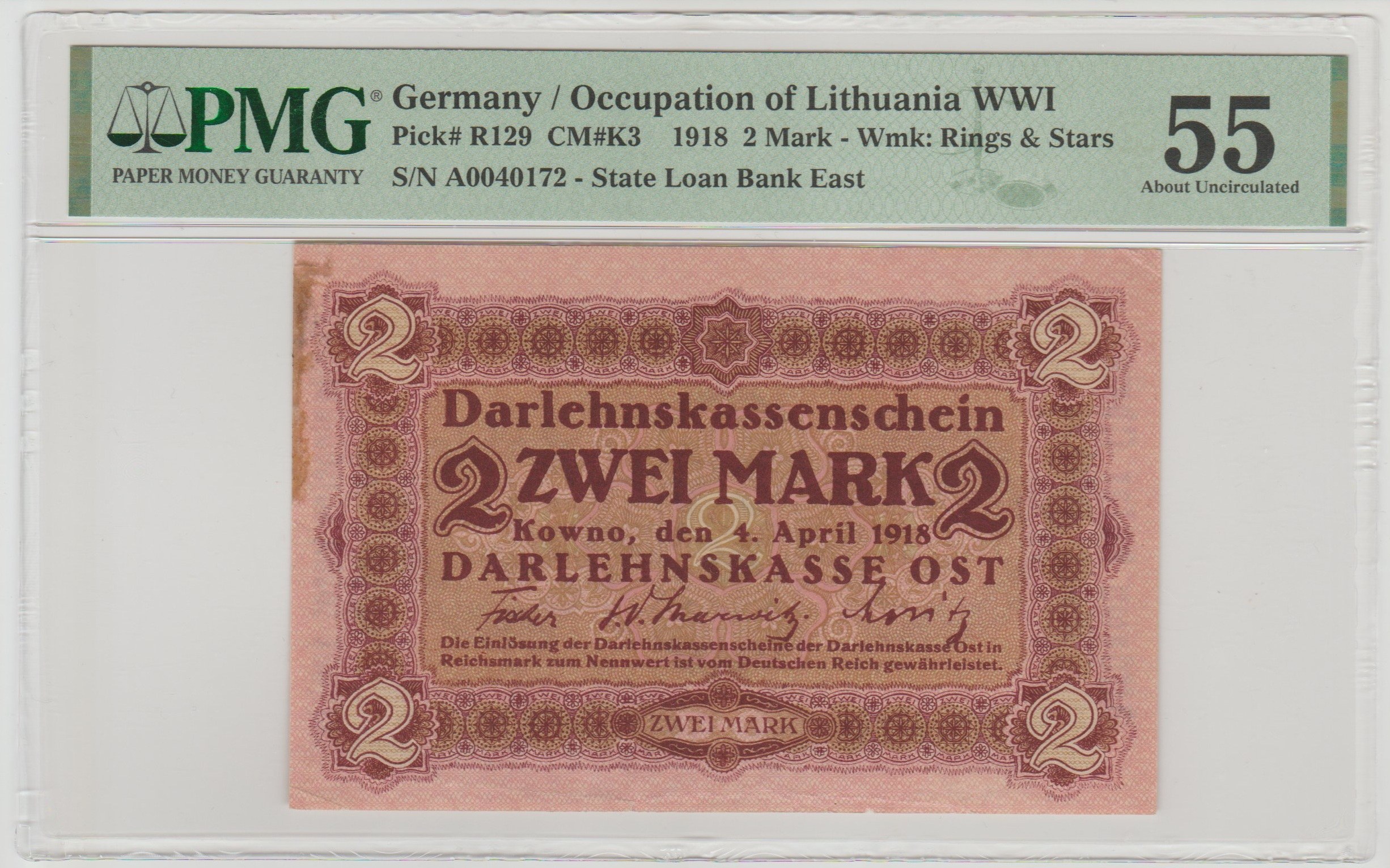 OBER-OST Kowno 2 marki 1918 - rzadkie - Aukcja internetowa / Licytacja ...