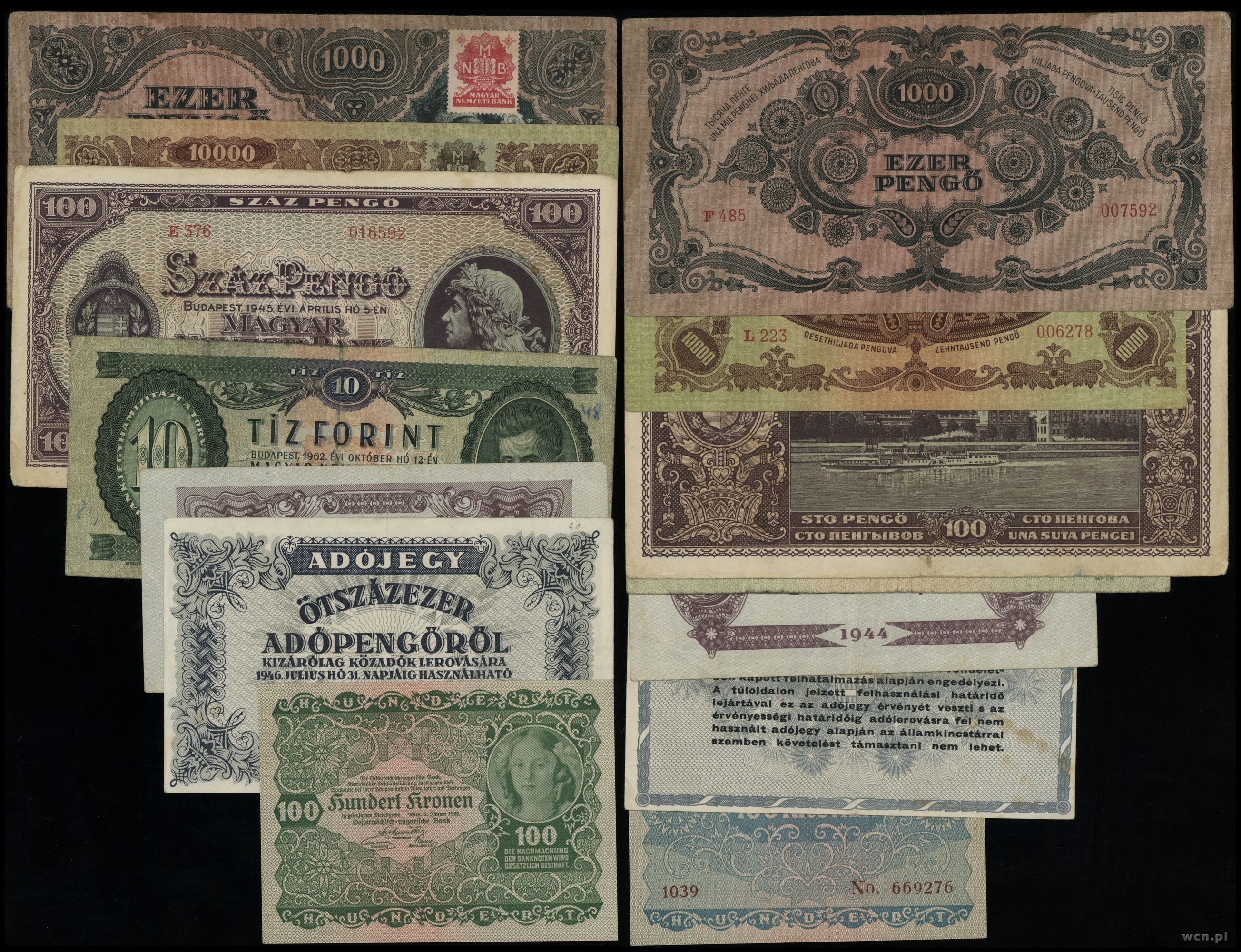 set of various banknotes, set of 7 banknotes, 1922-1962 - Online ...