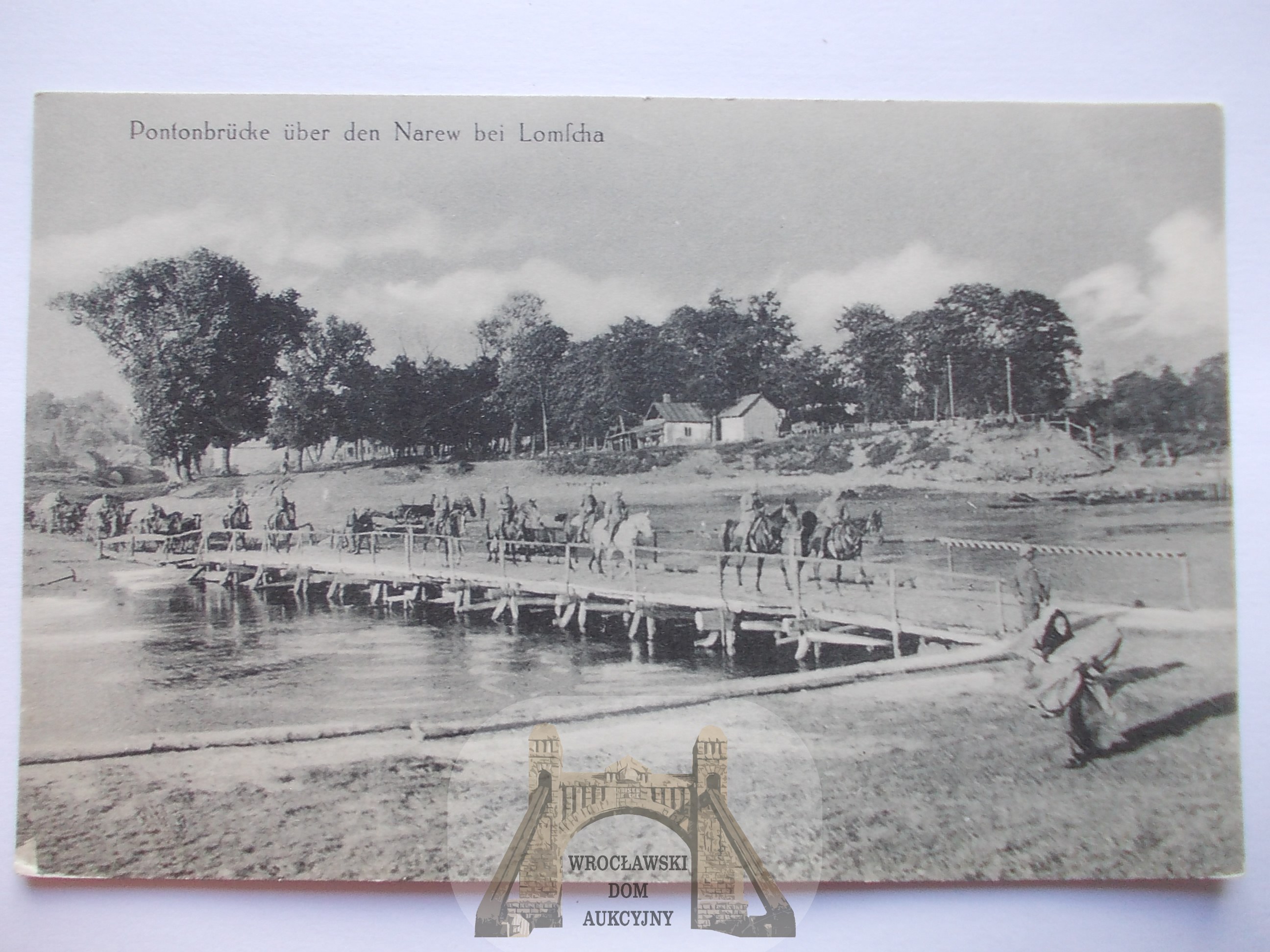 Łomża, most tymczasowy przez Narwe ok. 1915 - Aukcja internetowa ...
