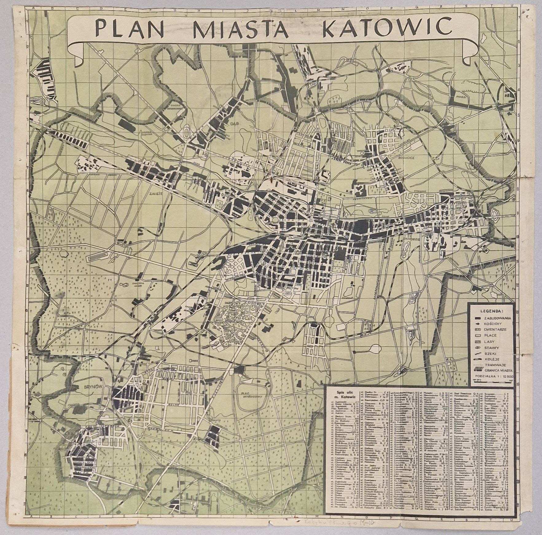 [Katowice] Plan Miasta Katowic [1933?, bez broszury z reklamami ...
