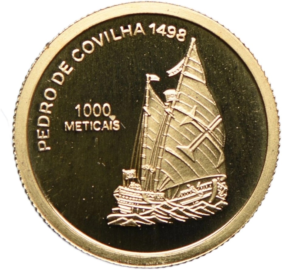 Mozambik, 1000 metical 2003 Pedro de Covilha - najmniejsze złote monety ...