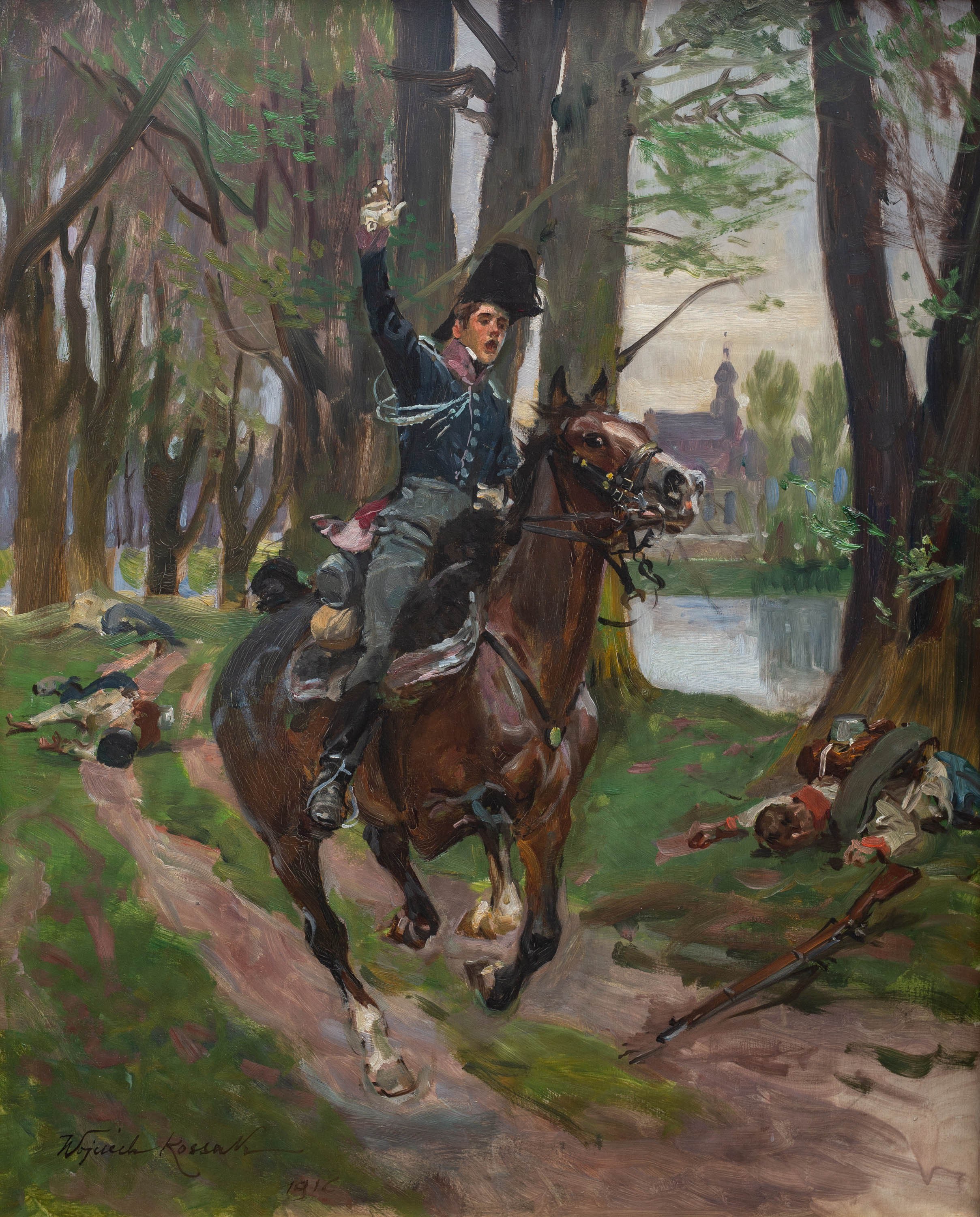 Wojciech Kossak (1856 Paryż - 1942 Kraków), Zwyciężyliśmy! Raszyn 1809 ...