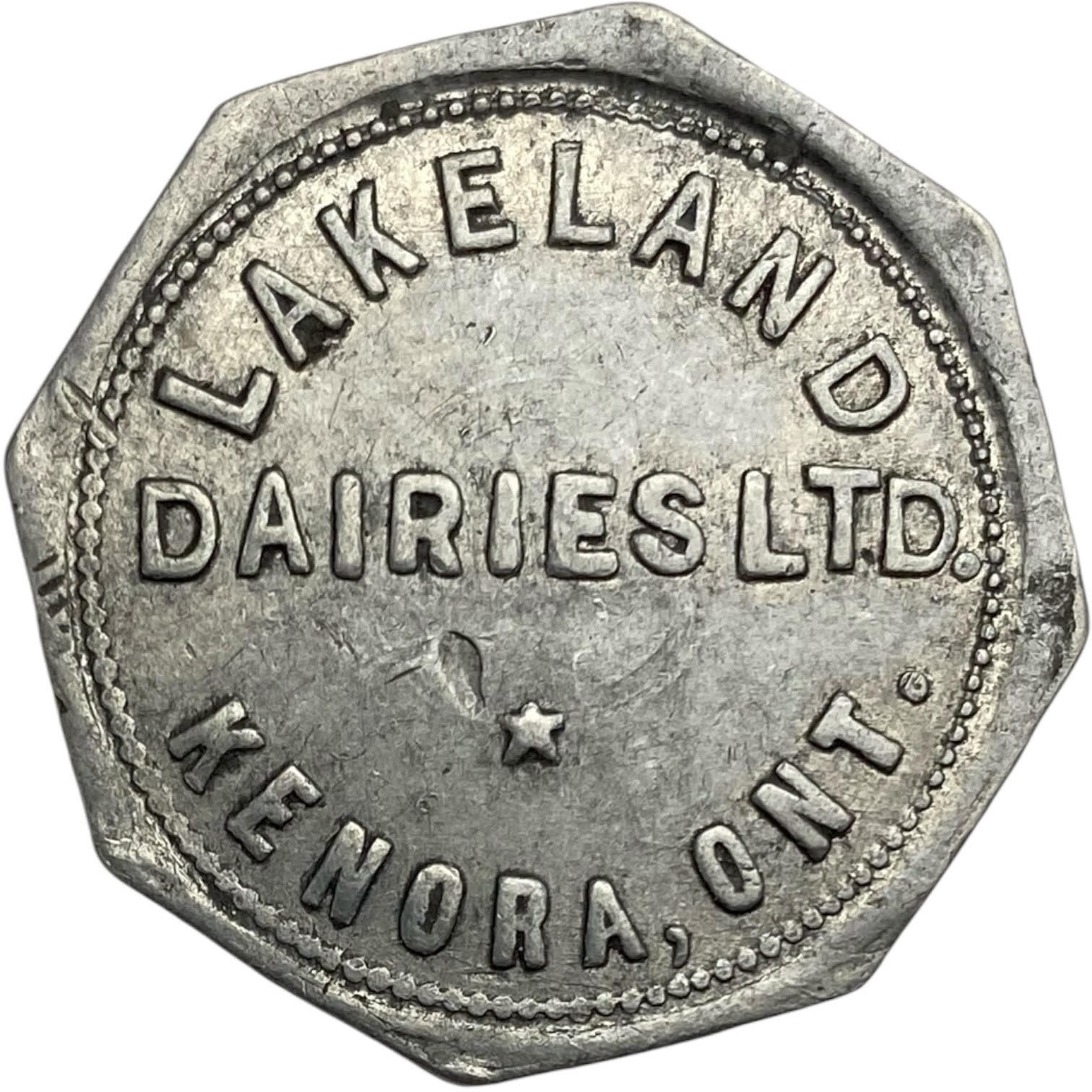 Canada Kenora Ontario 1 Quart Lakeland Dairies Merchant Milk Token ...
