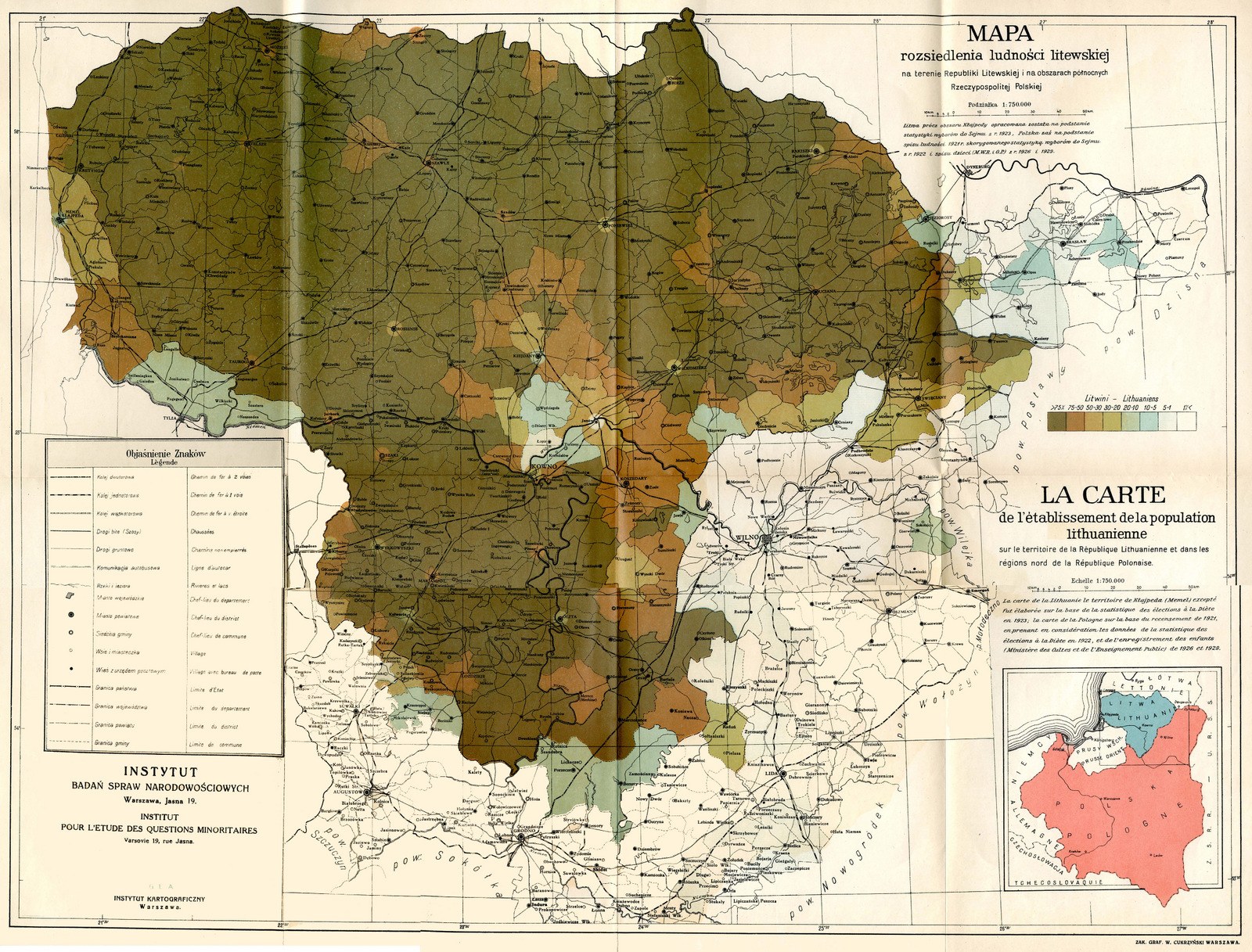 Ethno-linguistic maps of Lithuania 1929 - Online auction / Online ...